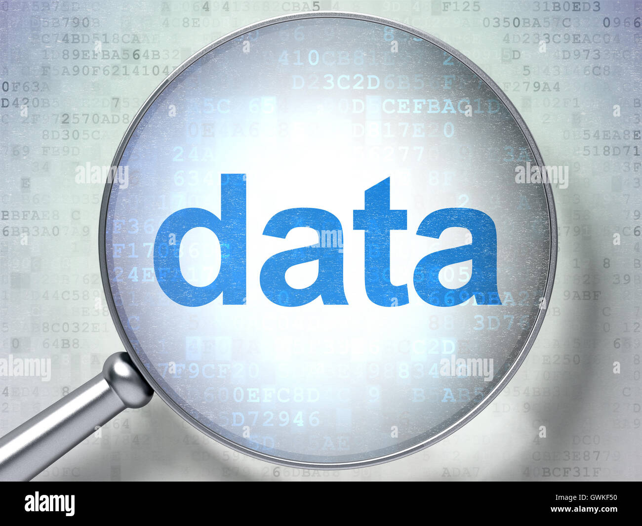 Data concept: Data with optical glass Stock Photo - Alamy