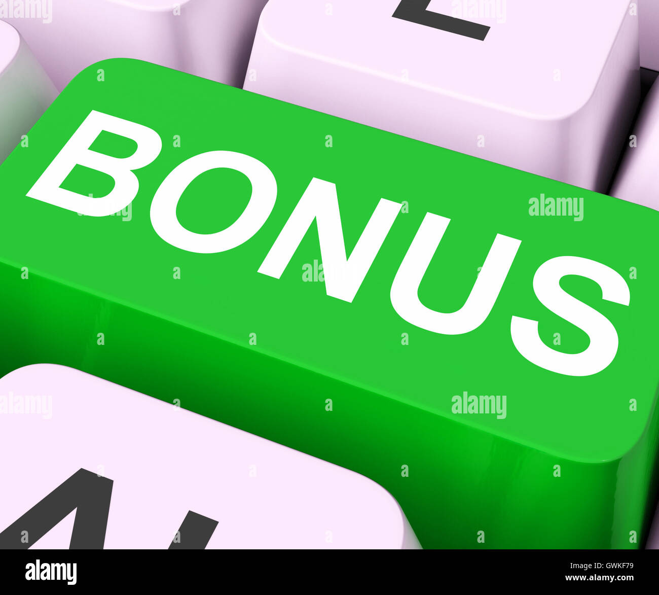 Bonus Key Shows Extra Gift Or Gratuity Online Stock Photo - Alamy