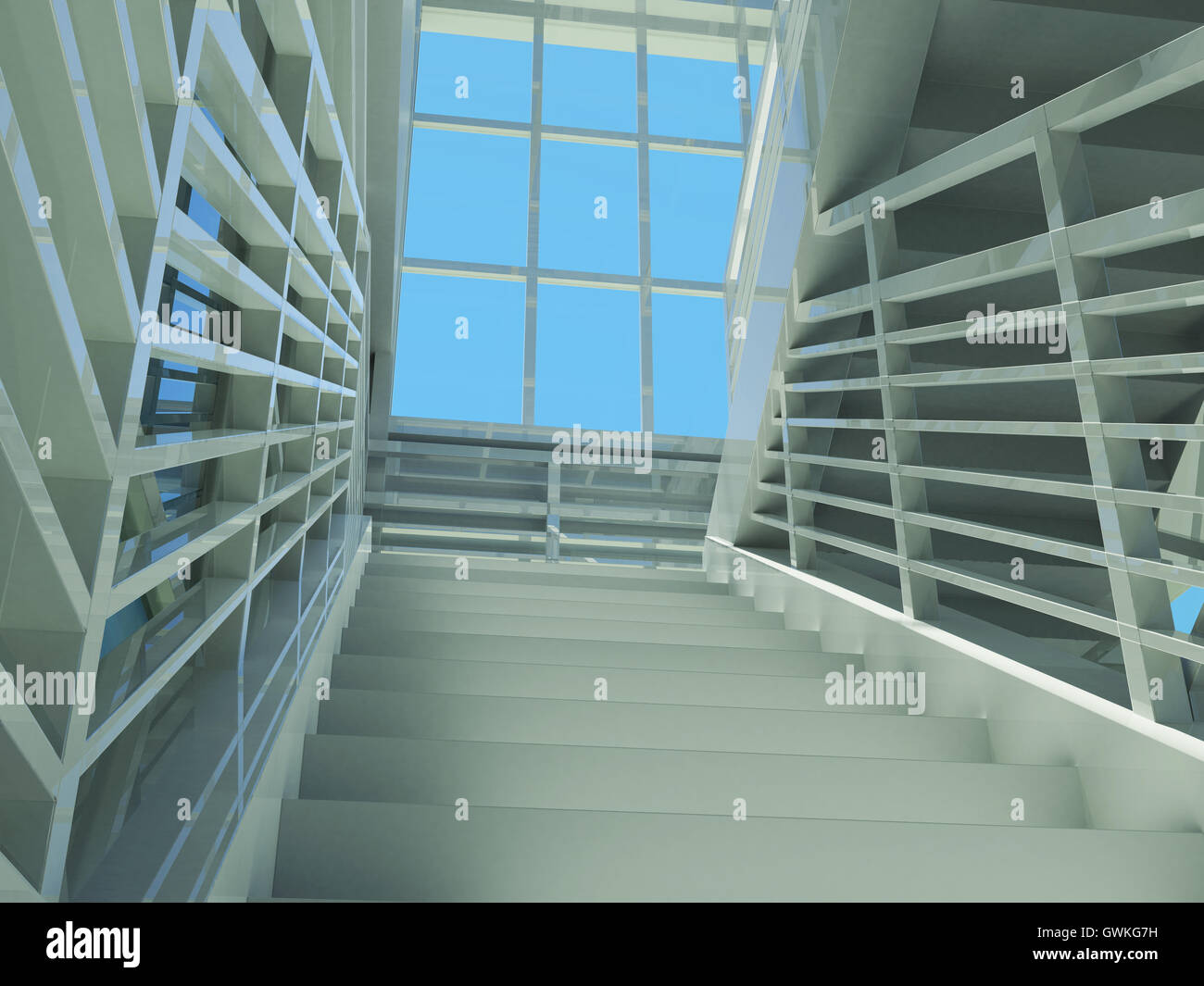 Architecture: staircase and windows Stock Photo - Alamy