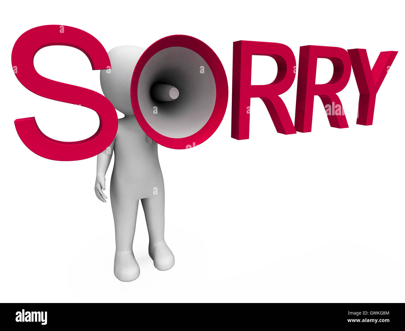 Sorry Hailer Shows Apology Apologize And Regret Stock Photo - Alamy