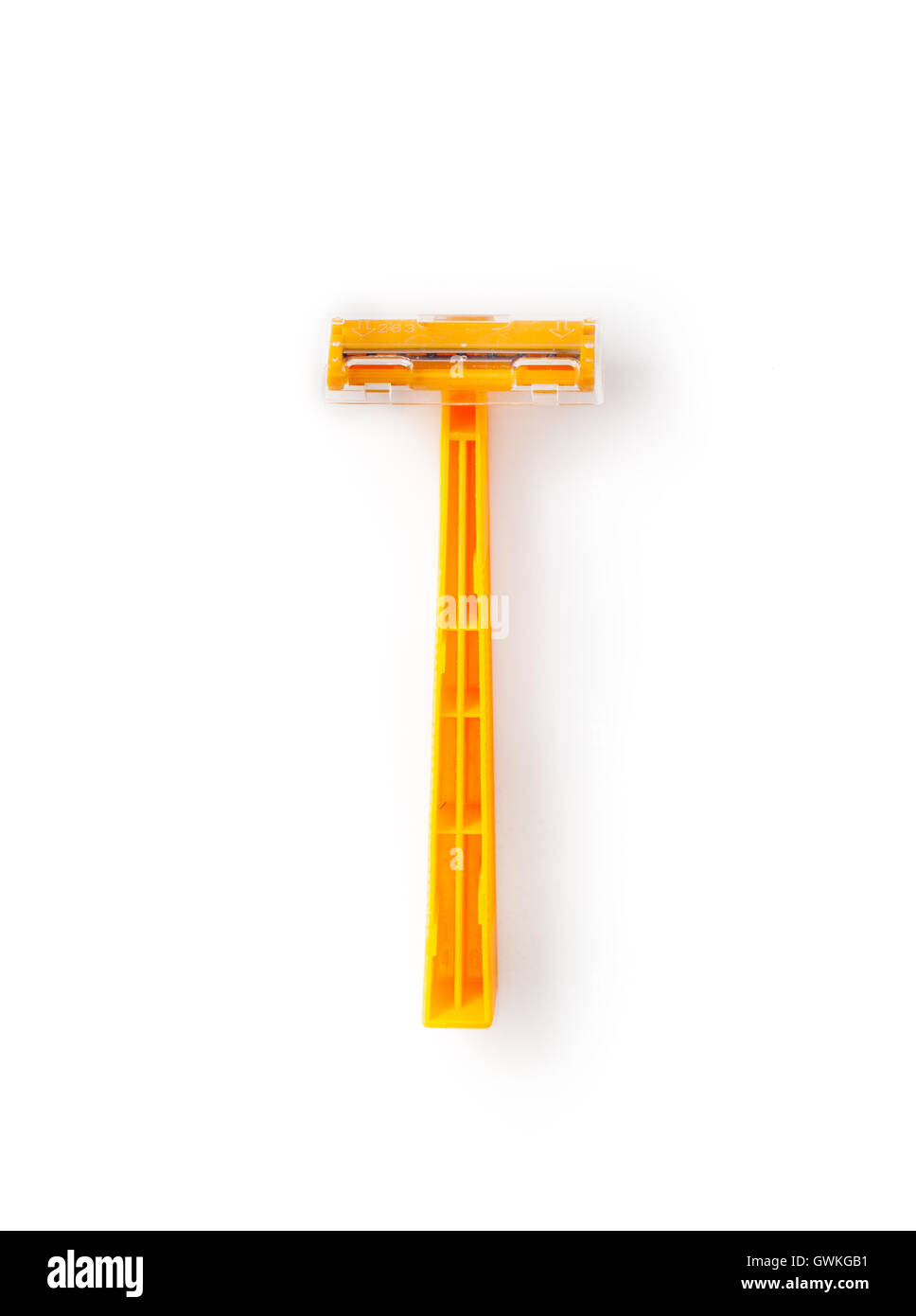 orange disposable razor isolated on a white background Stock Photo - Alamy