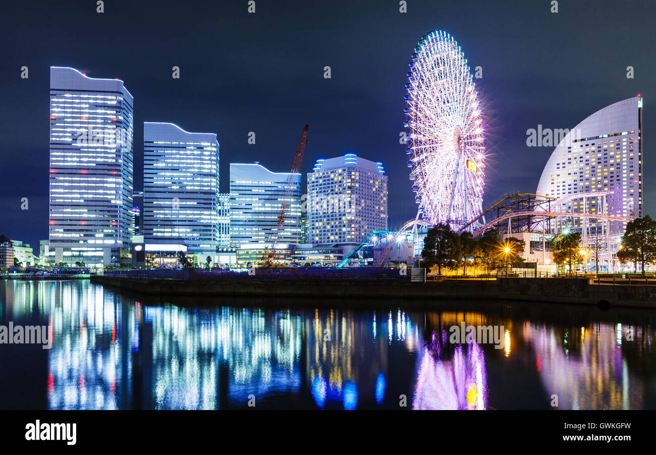 Yokohama skyline at night Stock Photo - Alamy