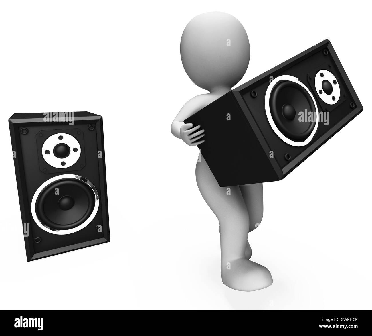 Loud Speakers Character Shows Music Disco Or Party Stock Photo - Alamy