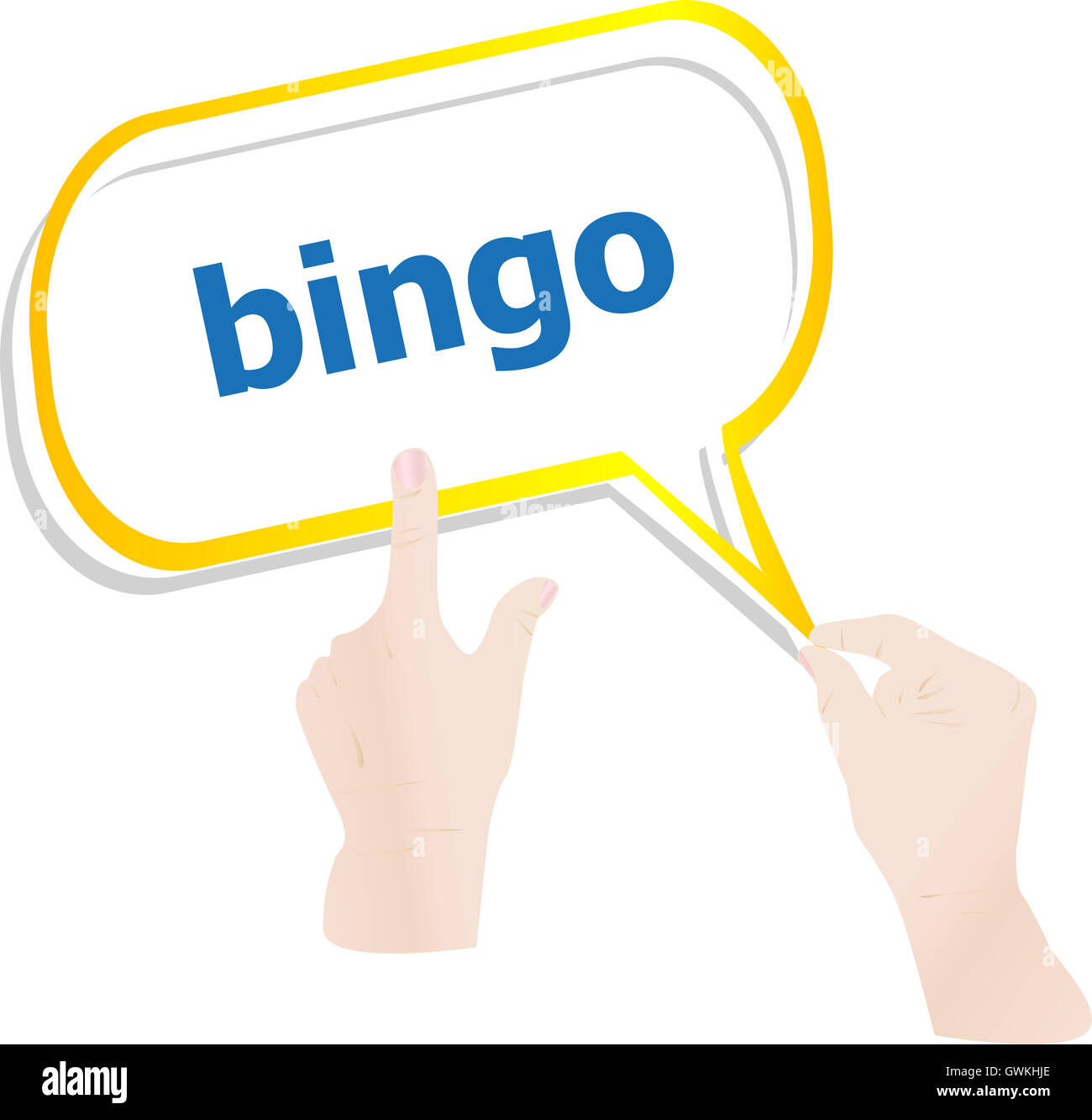 hands holding abstract cloud with bingo word Stock Photo - Alamy