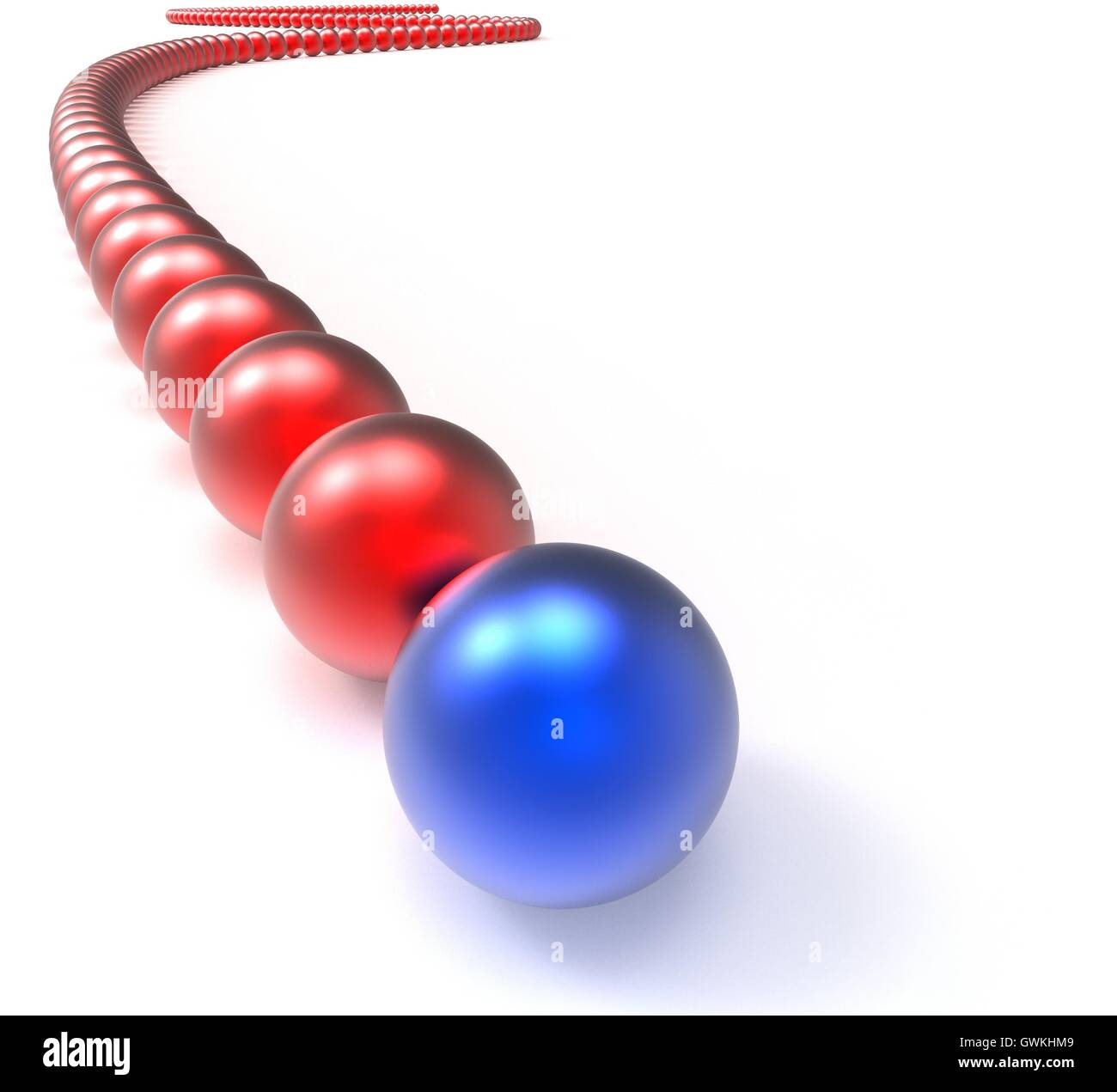 Leading Metallic Balls In Chain Showing Leadership Stock Photo - Alamy