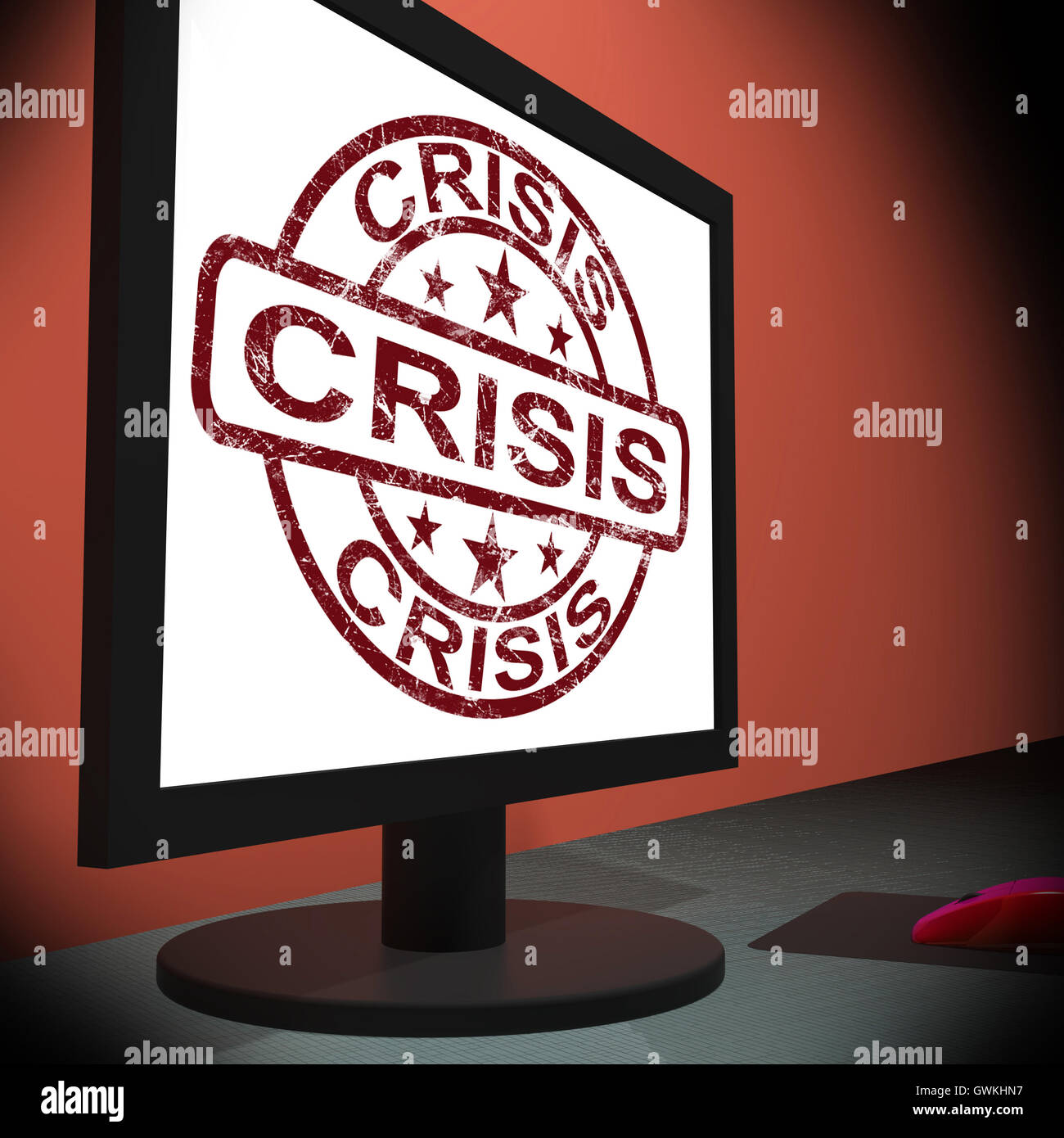 Crisis Monitor Means Urgency Trouble Or Critical Situation Stock Photo ...