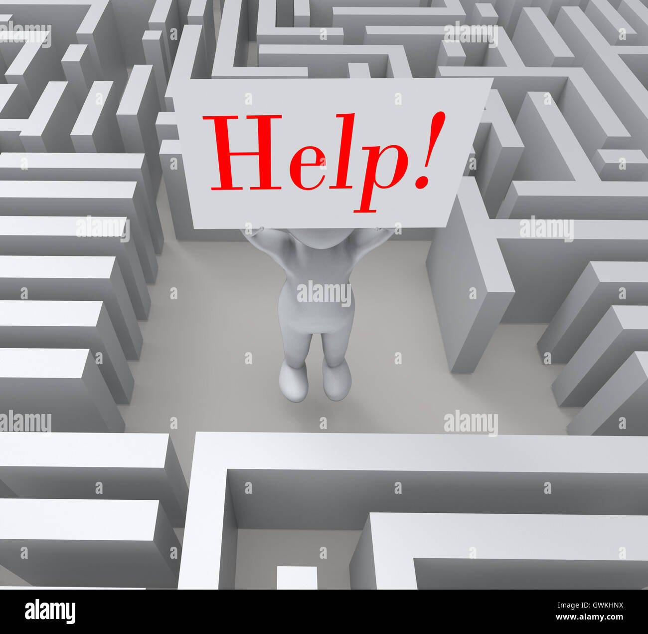 Help Sign Shows Lost In Maze Stock Photo - Alamy