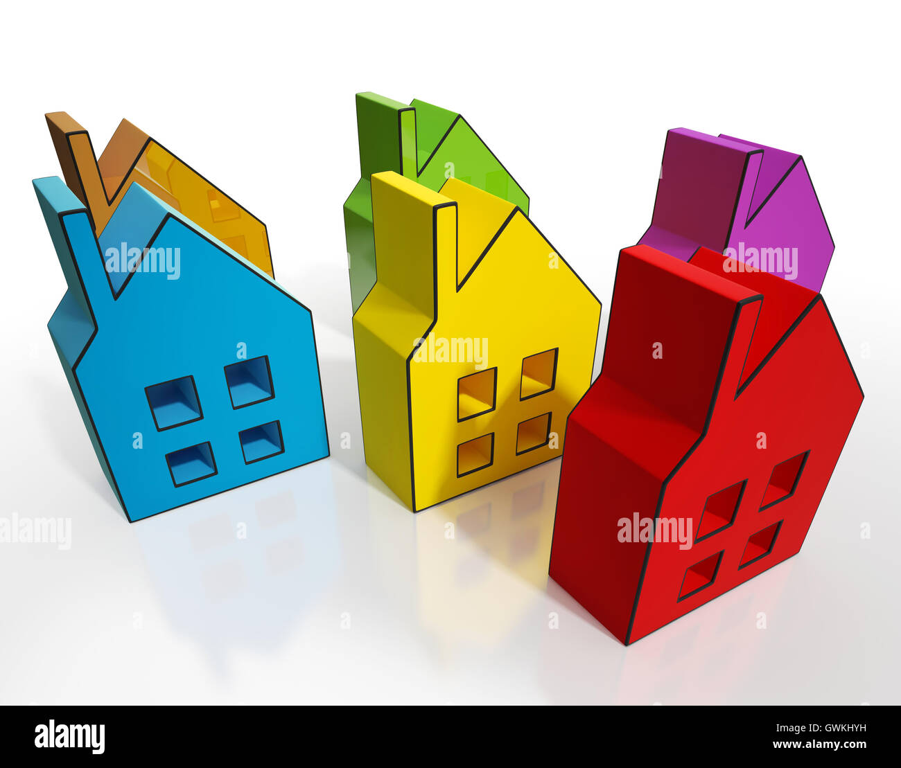House Symbols Means Houses For Sale Stock Photo - Alamy