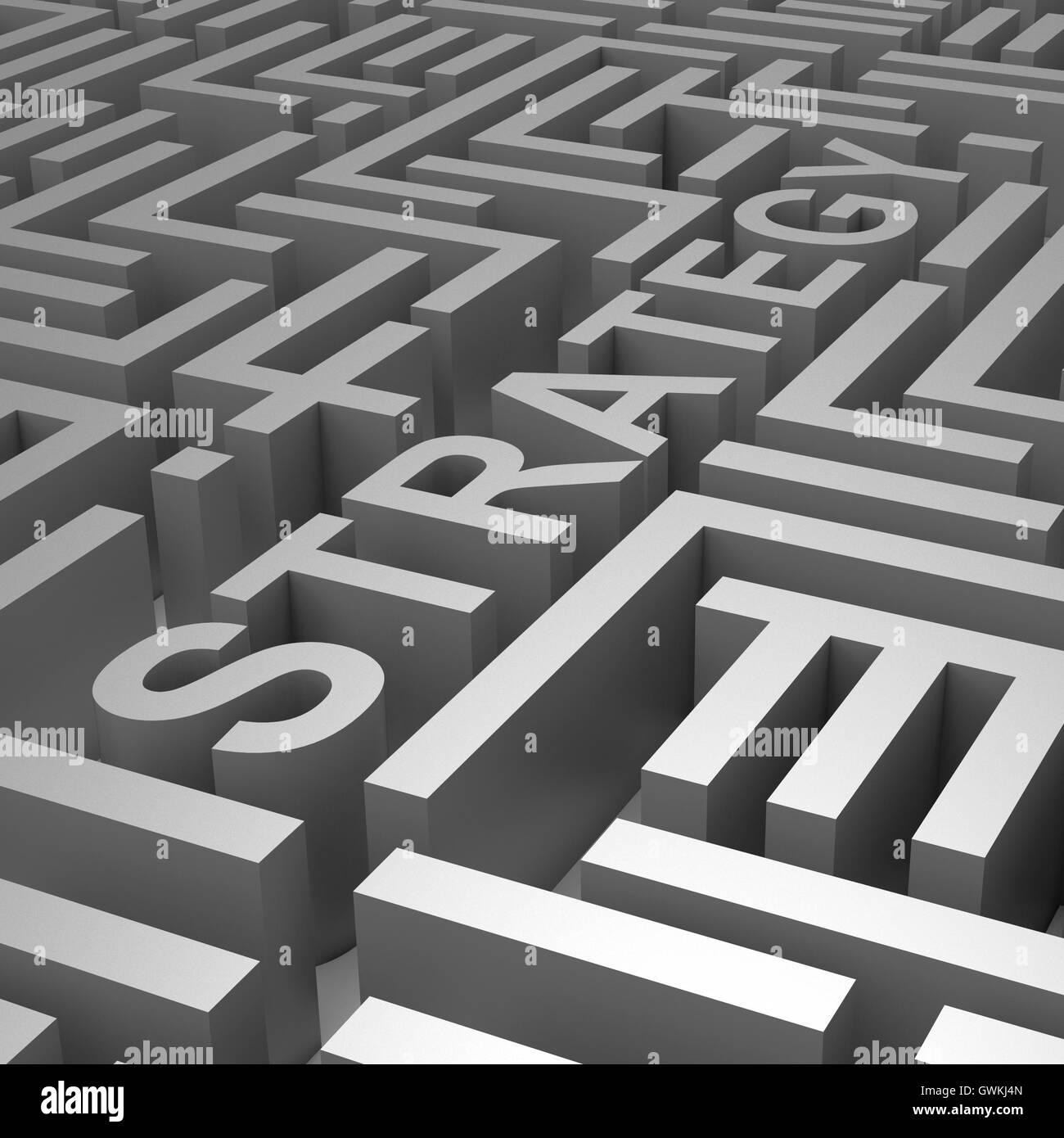 Strategy Word In Maze Shows Blueprint Or Plan Stock Photo - Alamy