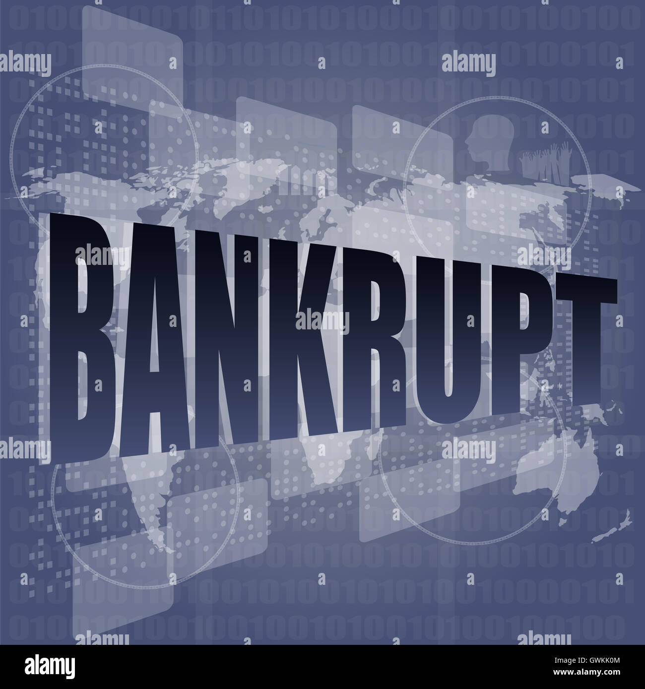 bankrupt word on touch screen, modern virtual technology background ...