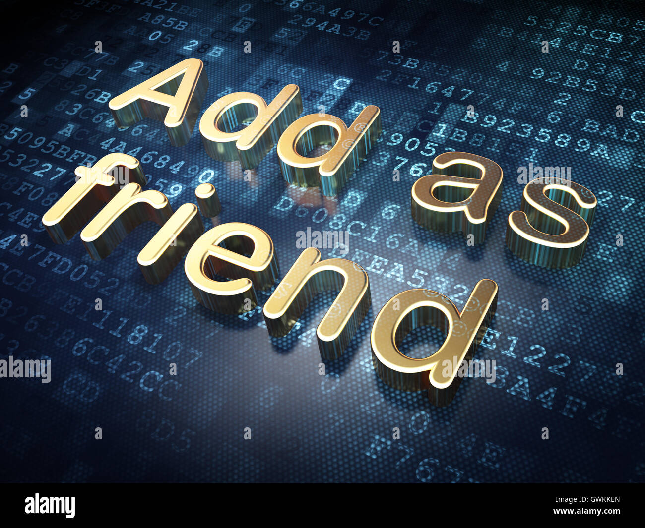 Social network concept: Golden Add as Friend on digital backgrou Stock ...