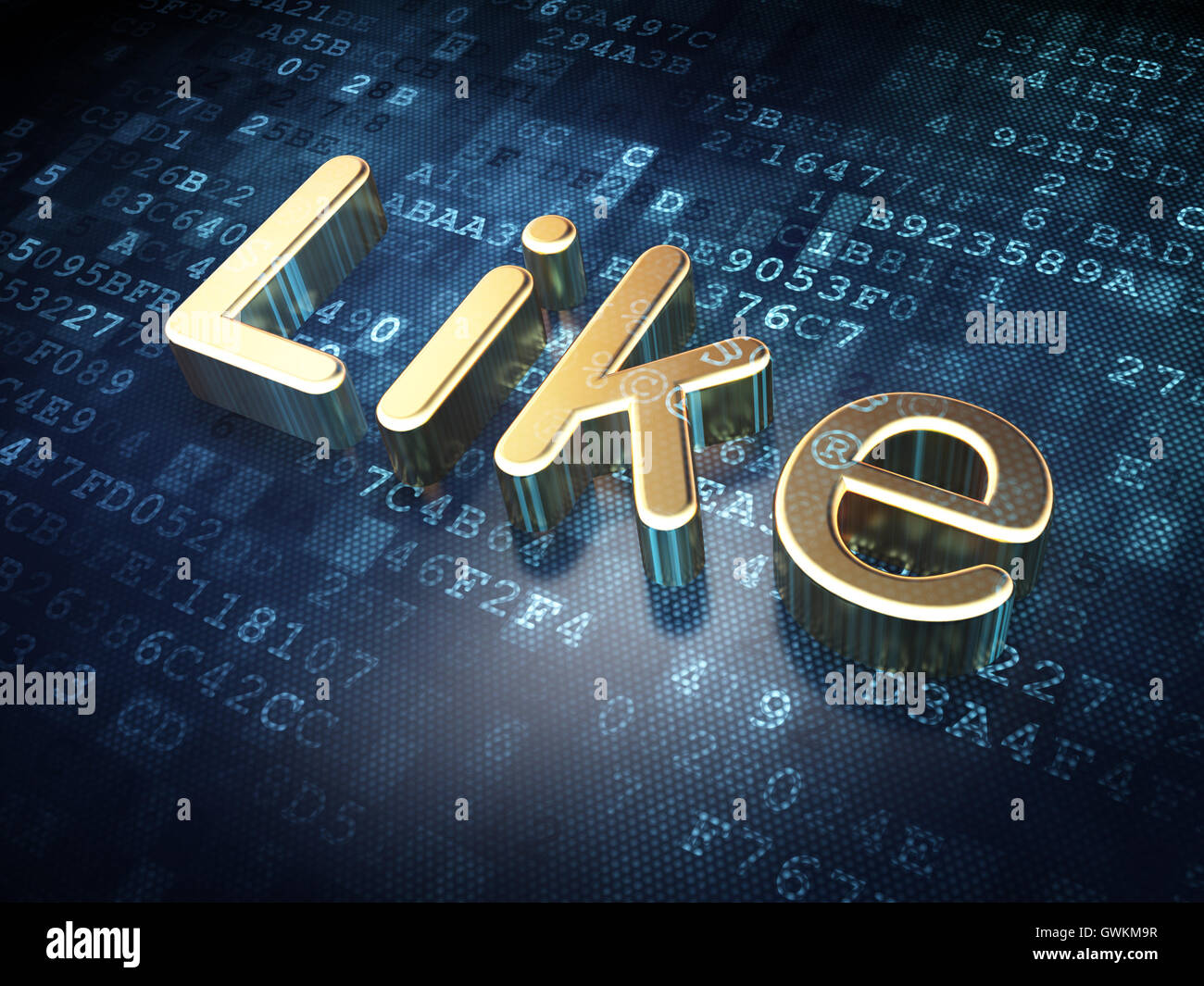 Social media concept: Golden Like on digital background Stock Photo - Alamy