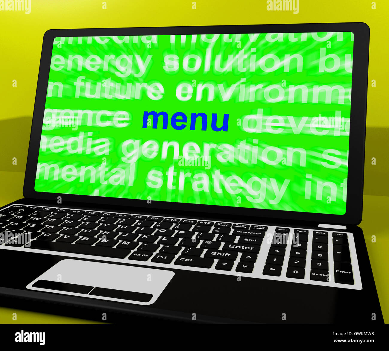 Menu Laptop Shows Internet Ordering Food From Restaurant Stock Photo ...