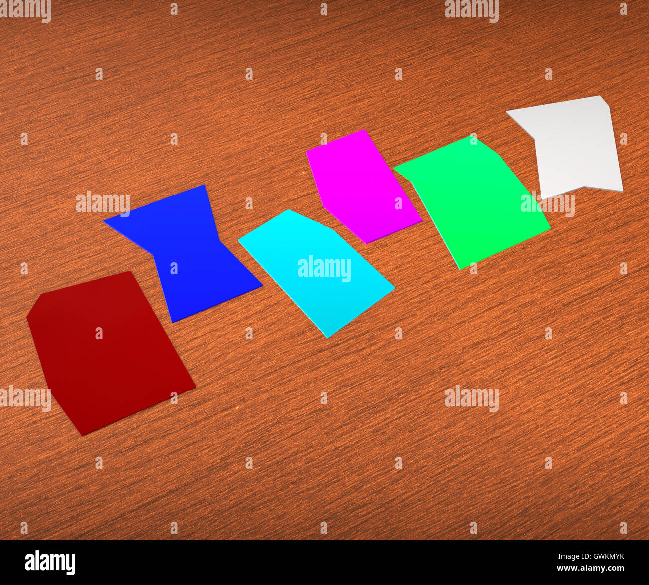 Six Blank Paper Slips Show Copyspace For 6 Letter Word Stock Photo - Alamy