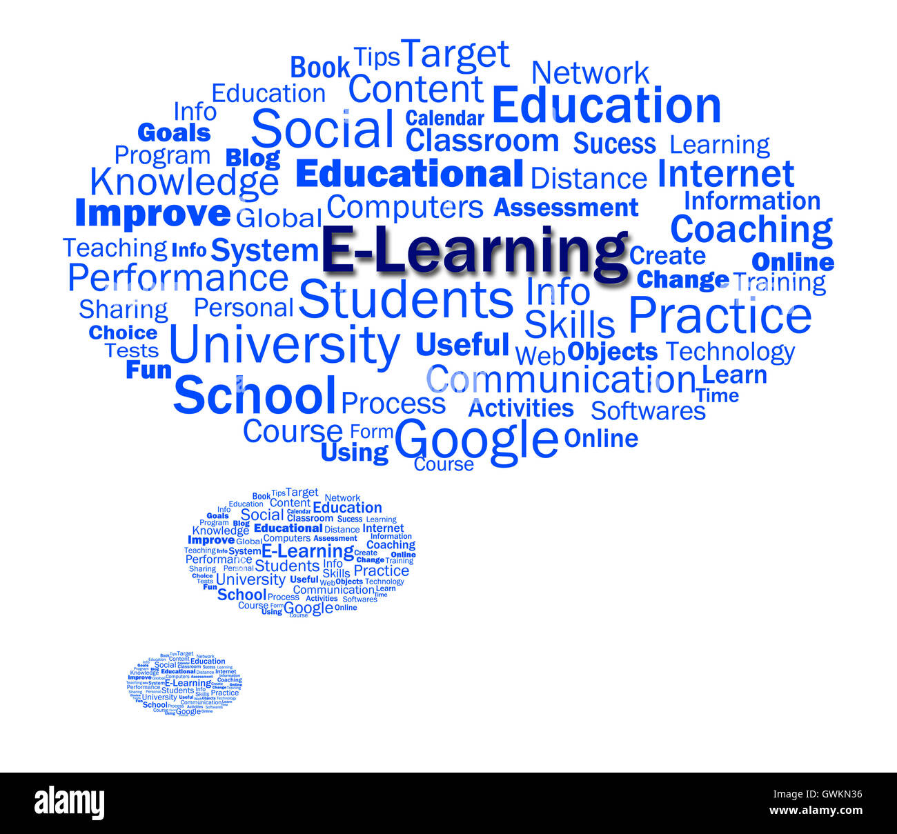 Elearning Word Shows Web Learning Or Internet Studying Stock Photo - Alamy