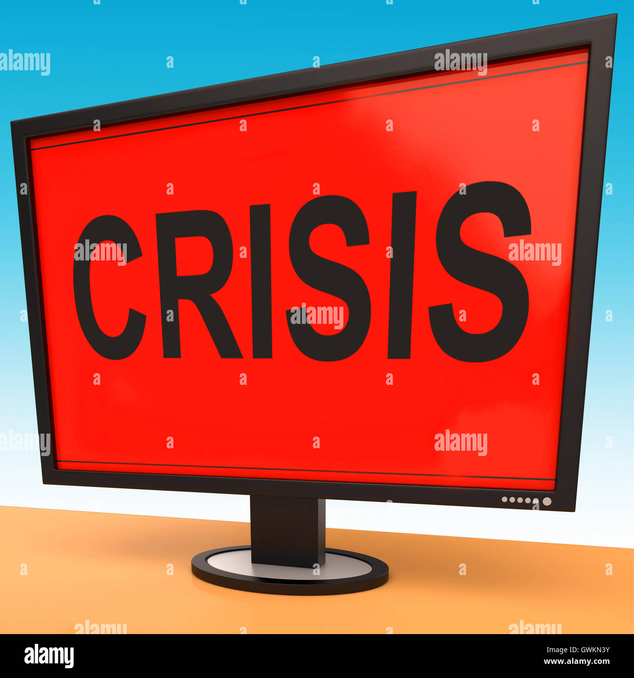 Crisis Monitor Means Calamity Trouble Or Critical Situation Stock Photo ...