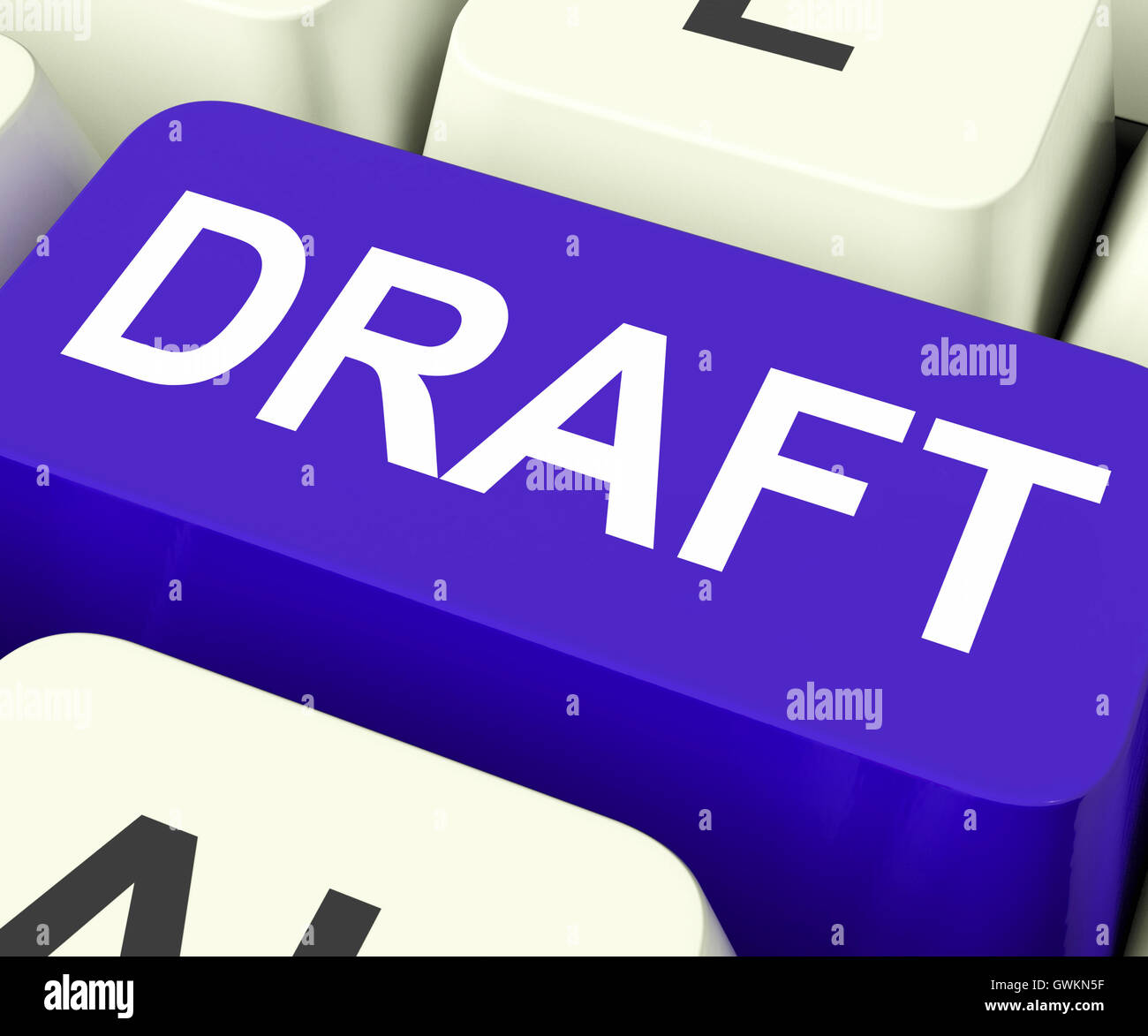 Draft Key Shows Outline Document Or Letter Stock Photo - Alamy
