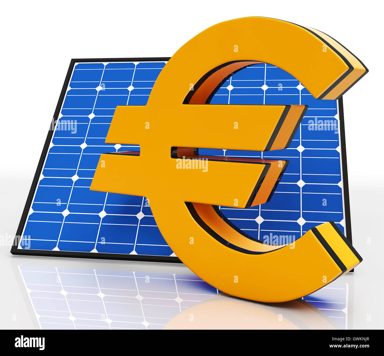 Solar Panel And Euro Shows Saving Energy Stock Photo - Alamy