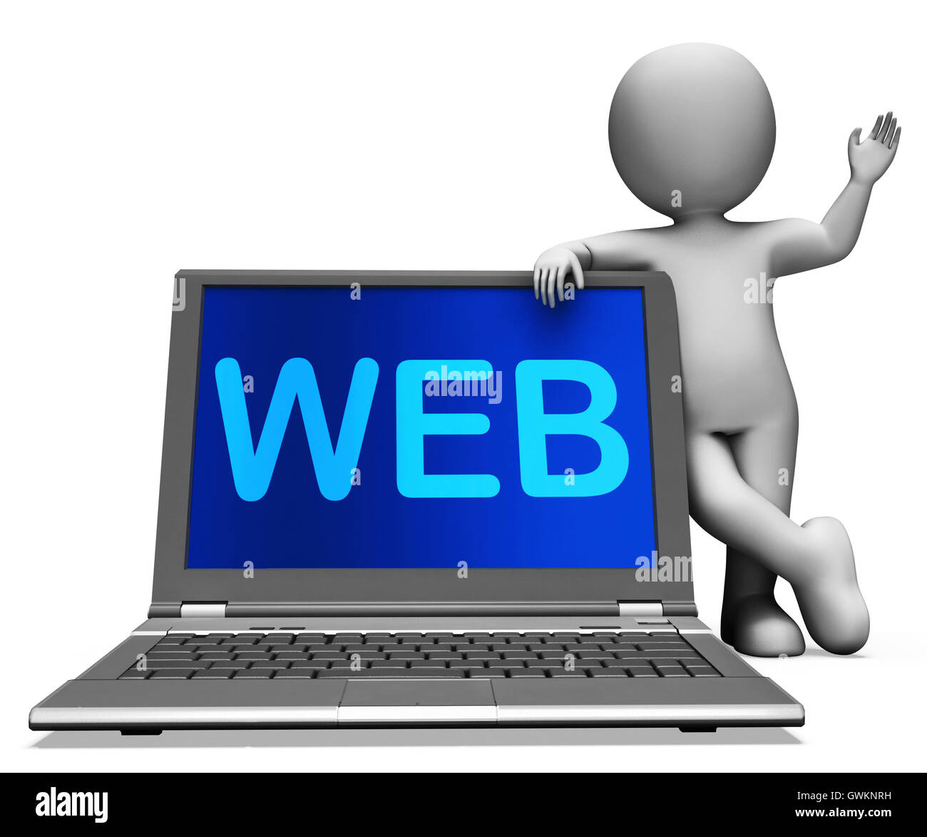 Web Laptop And Character Shows Online Internet Www Or Net Stock Photo ...