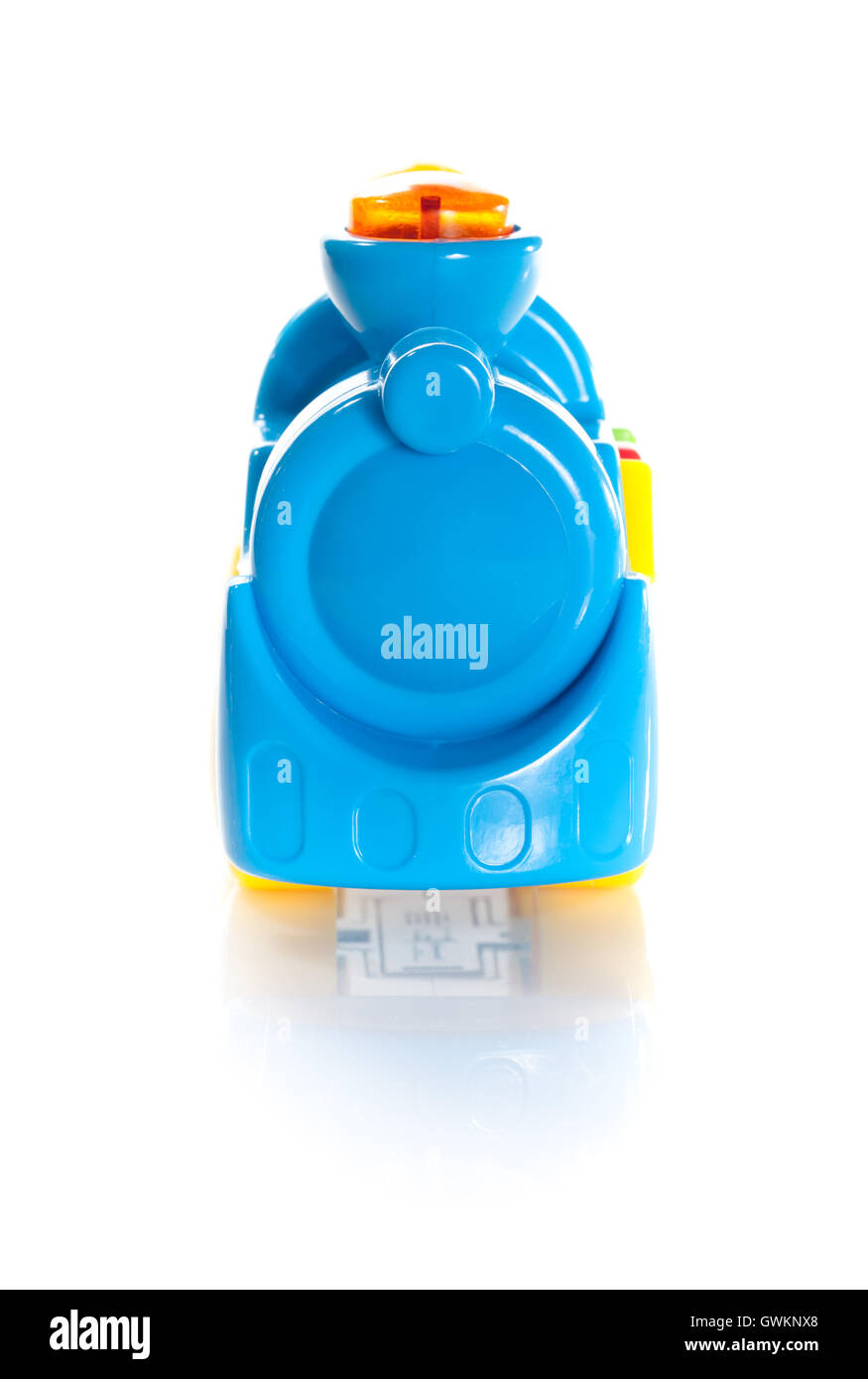 toy blue train isolated on a white background Stock Photo - Alamy