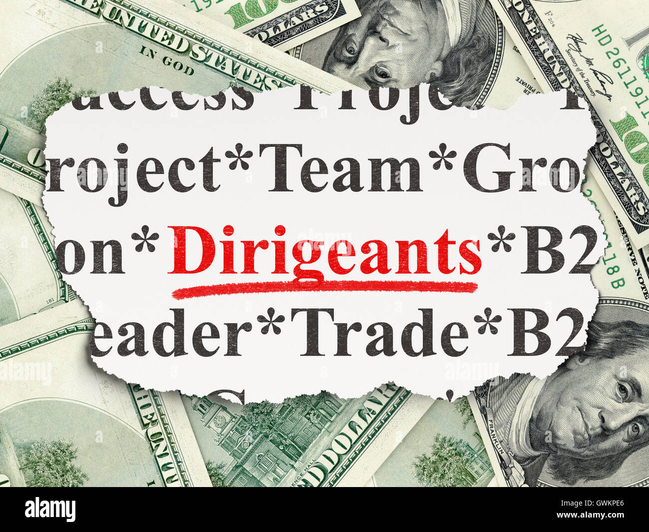 Finance concept: Dirigeants(french) on Money background Stock Photo - Alamy