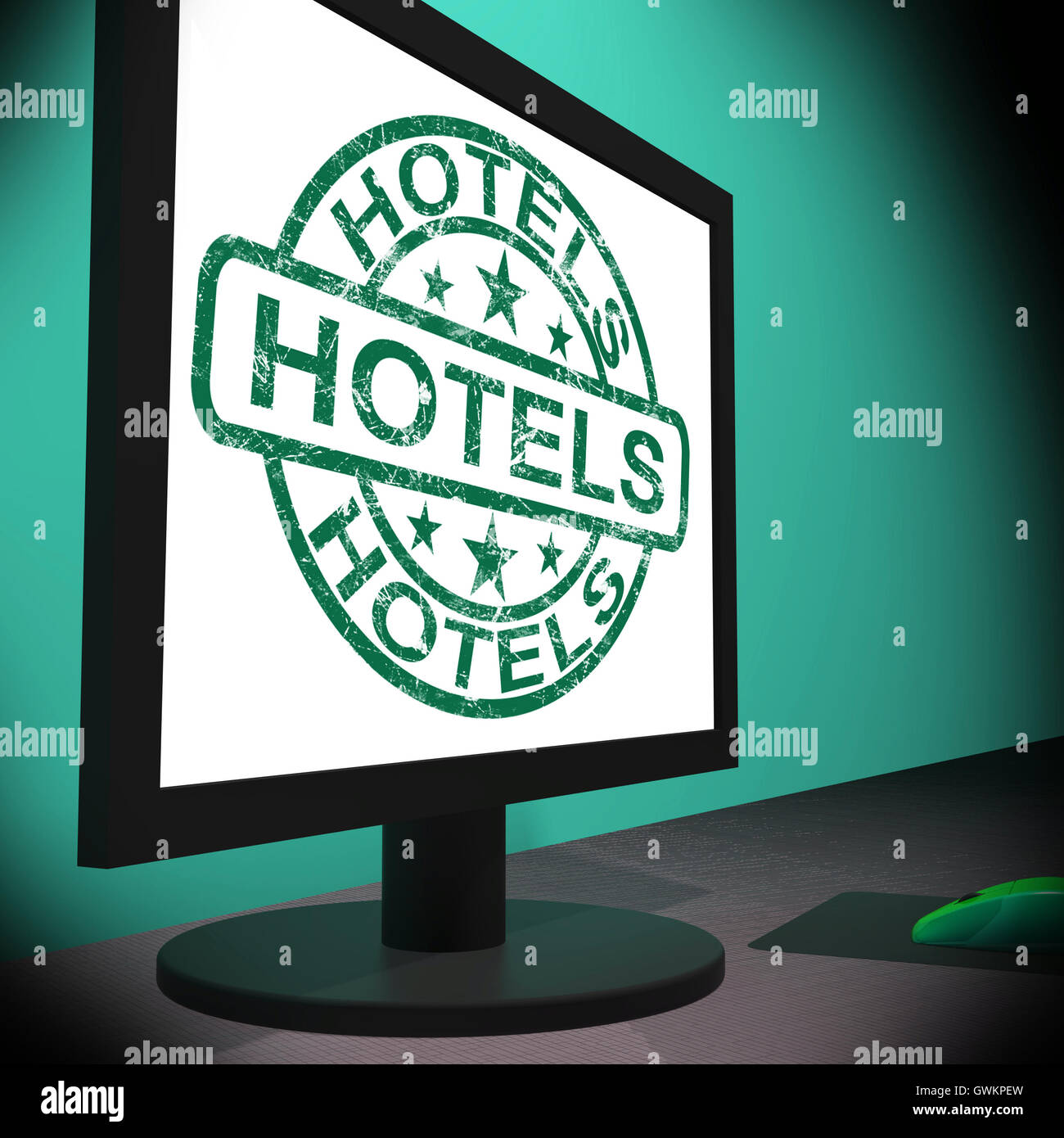 Hotels Monitor Shows Motels Hotel And Room Stock Photo - Alamy