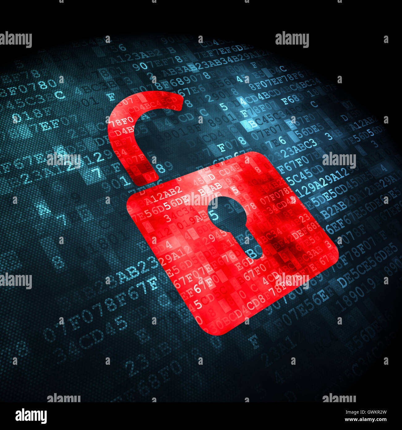 Red padlock binary background hi-res stock photography and images - Alamy