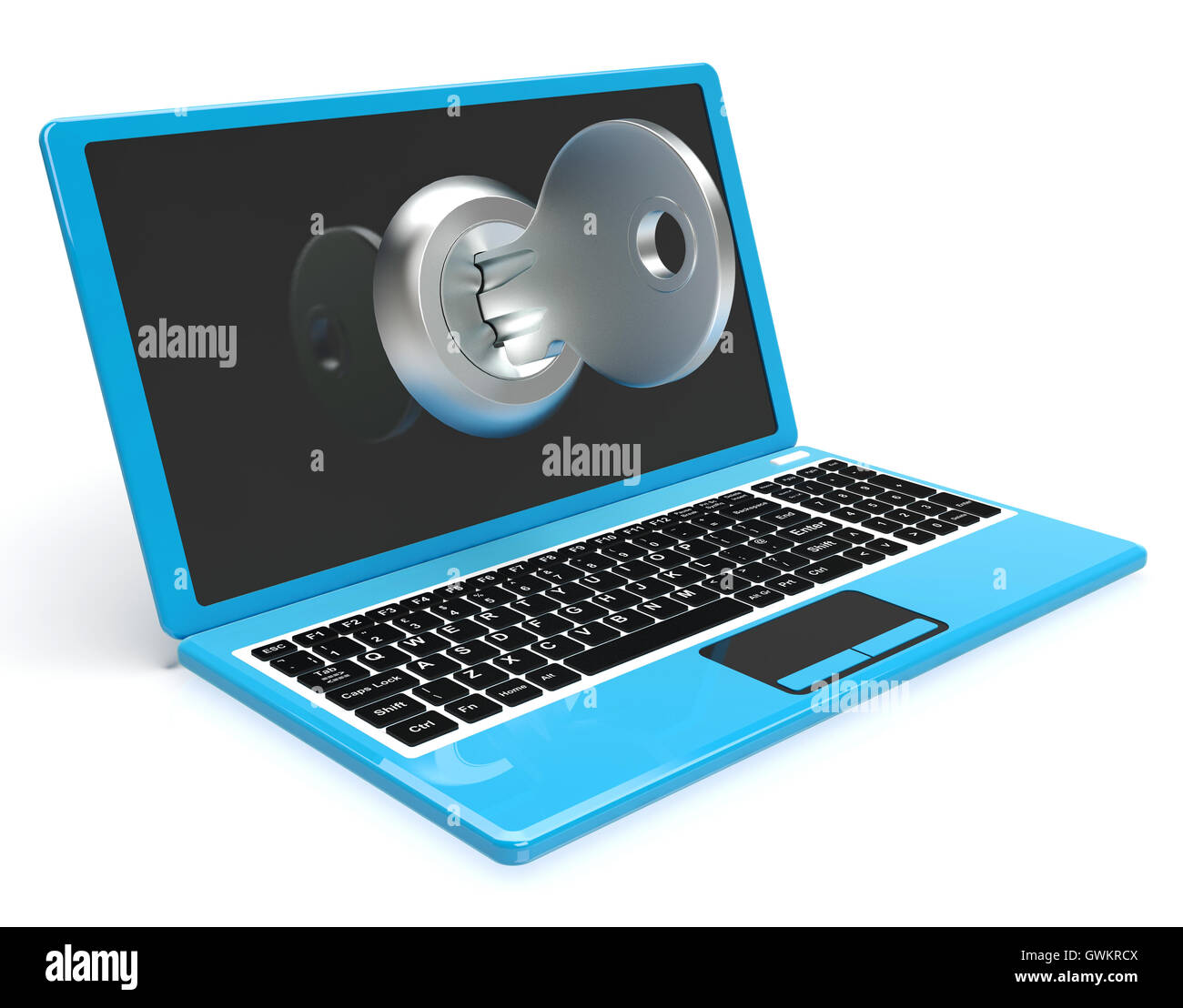 Key On Computer Shows Protected Password Or Unlocking Stock Photo - Alamy
