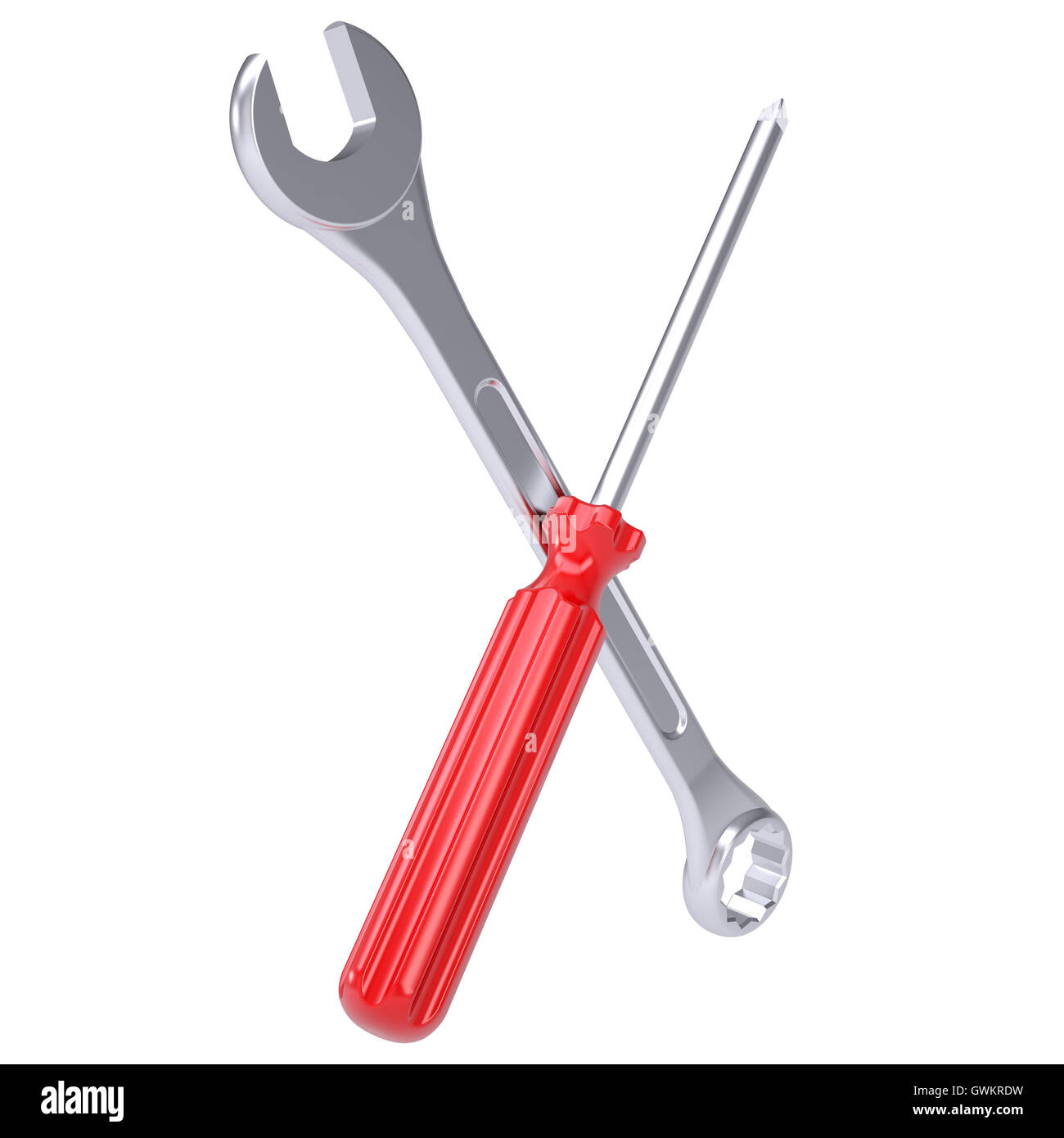 Screwdriver and wrench Stock Photo - Alamy