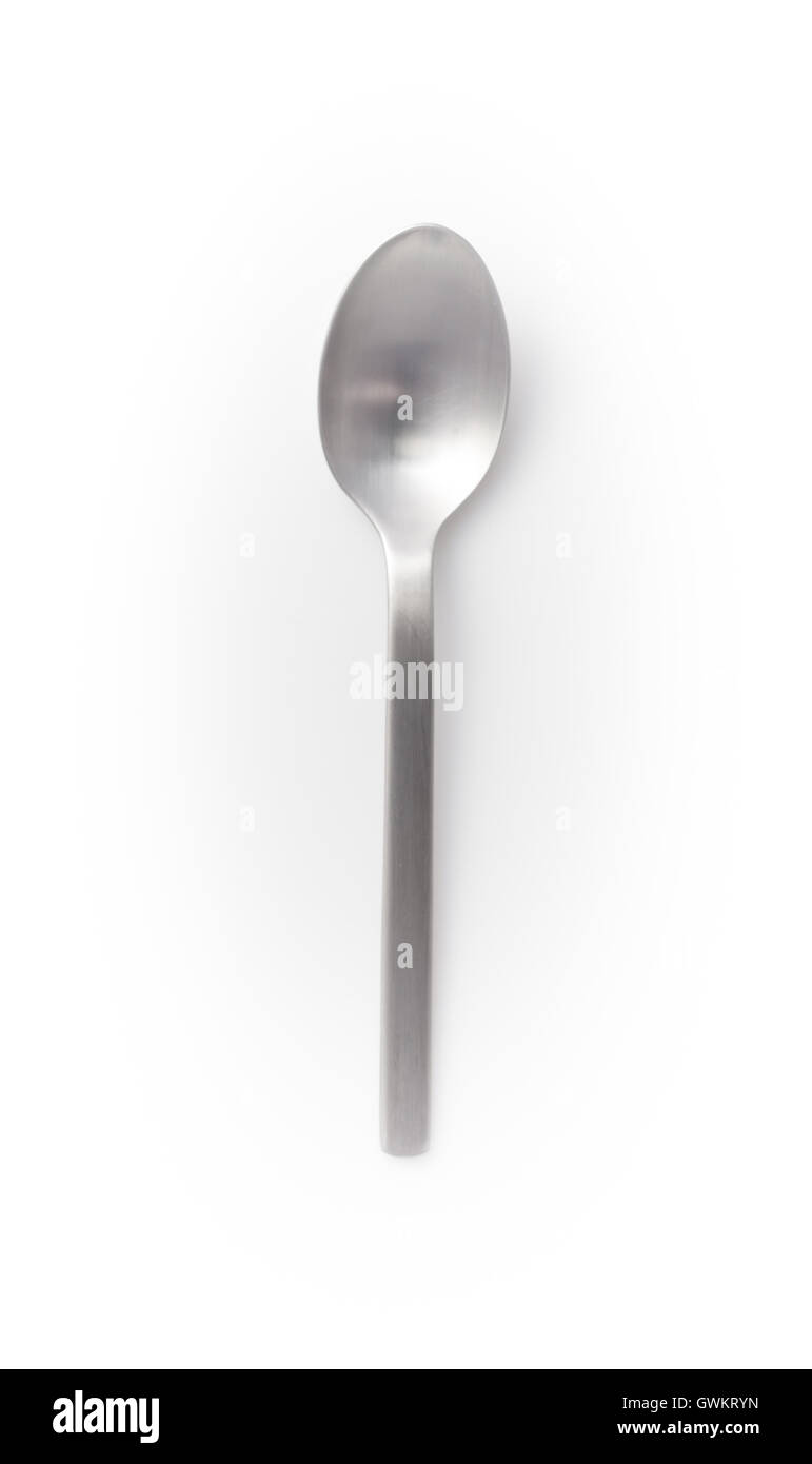 empty stainless steel spoon isolated on a white background Stock Photo ...