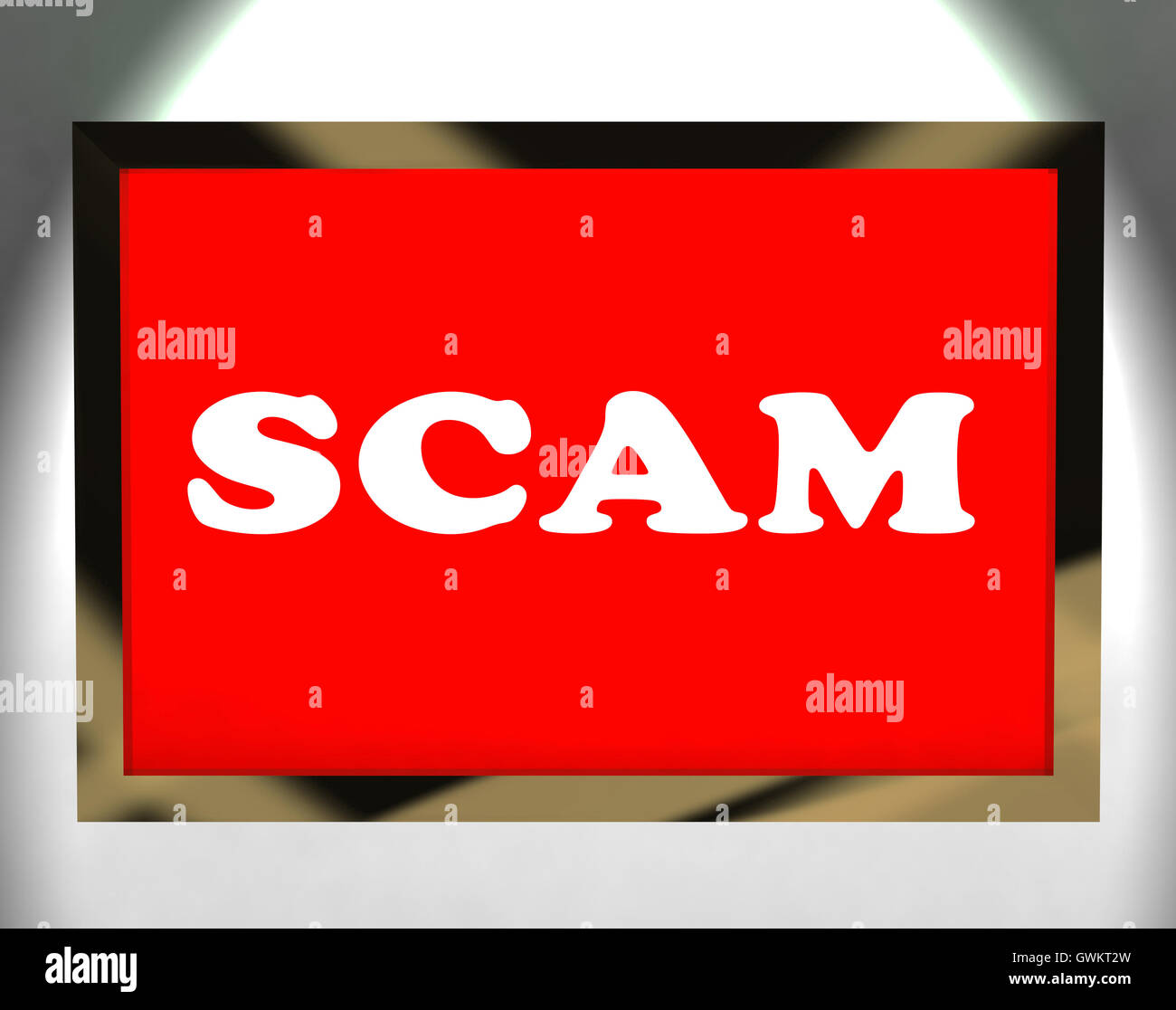 Scam Screen Shows Swindles Hoax Deceit And Fraud Stock Photo - Alamy