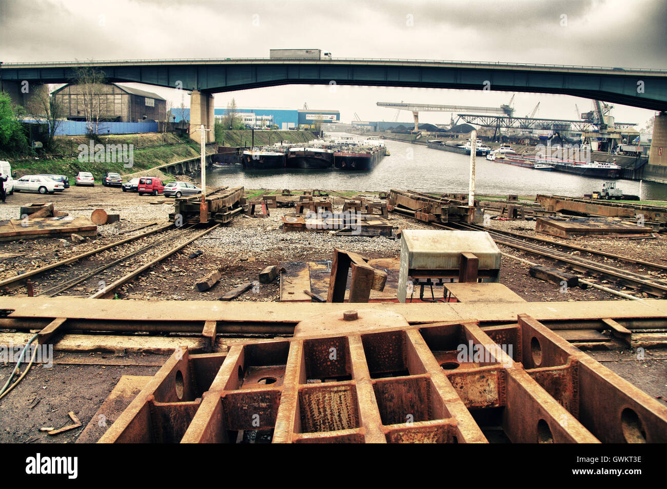 workshop, shipyard, interior, iron, room, plant, metal, steel, panorama ...