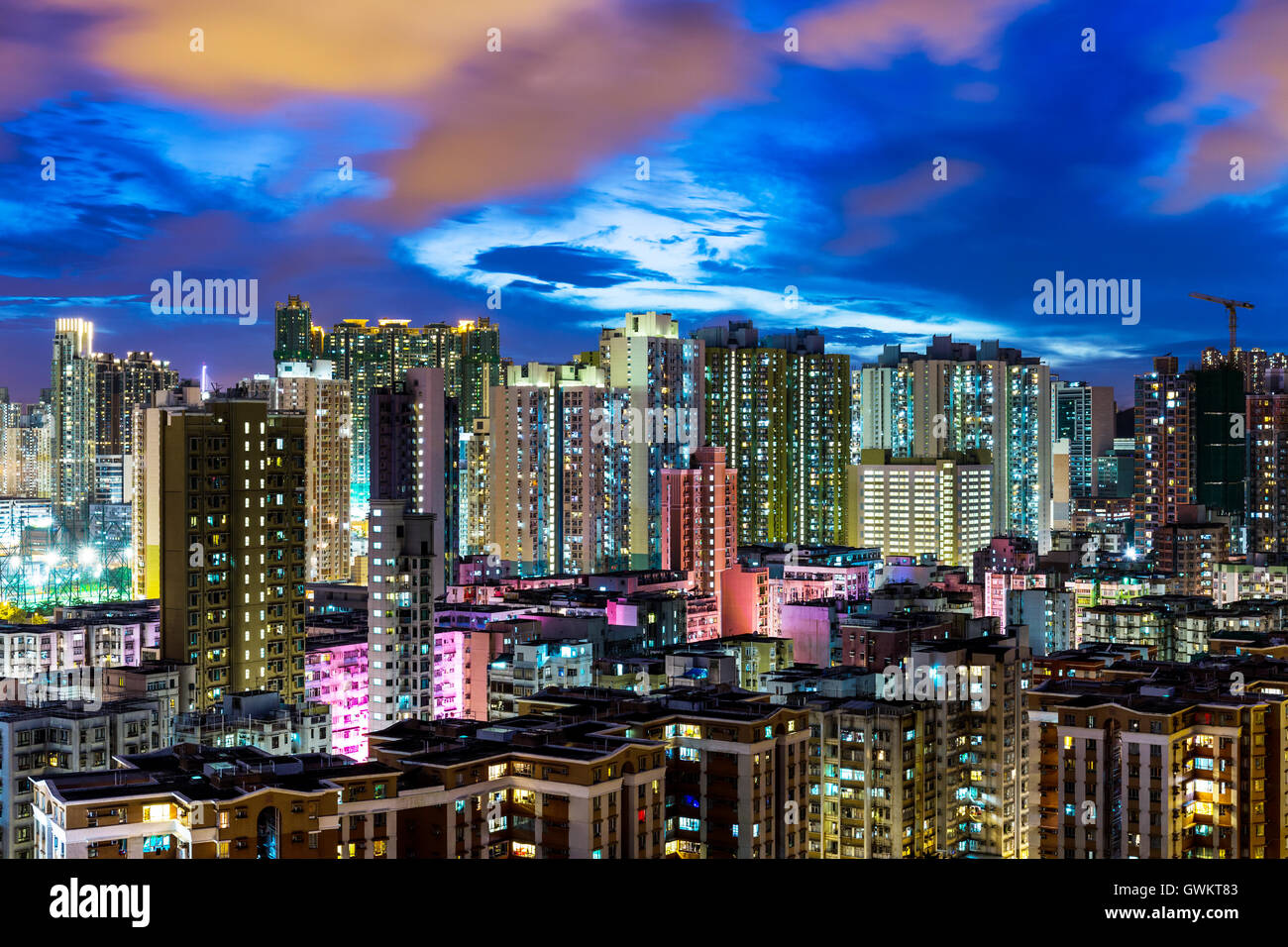 Hong Kong city at night Stock Photo - Alamy