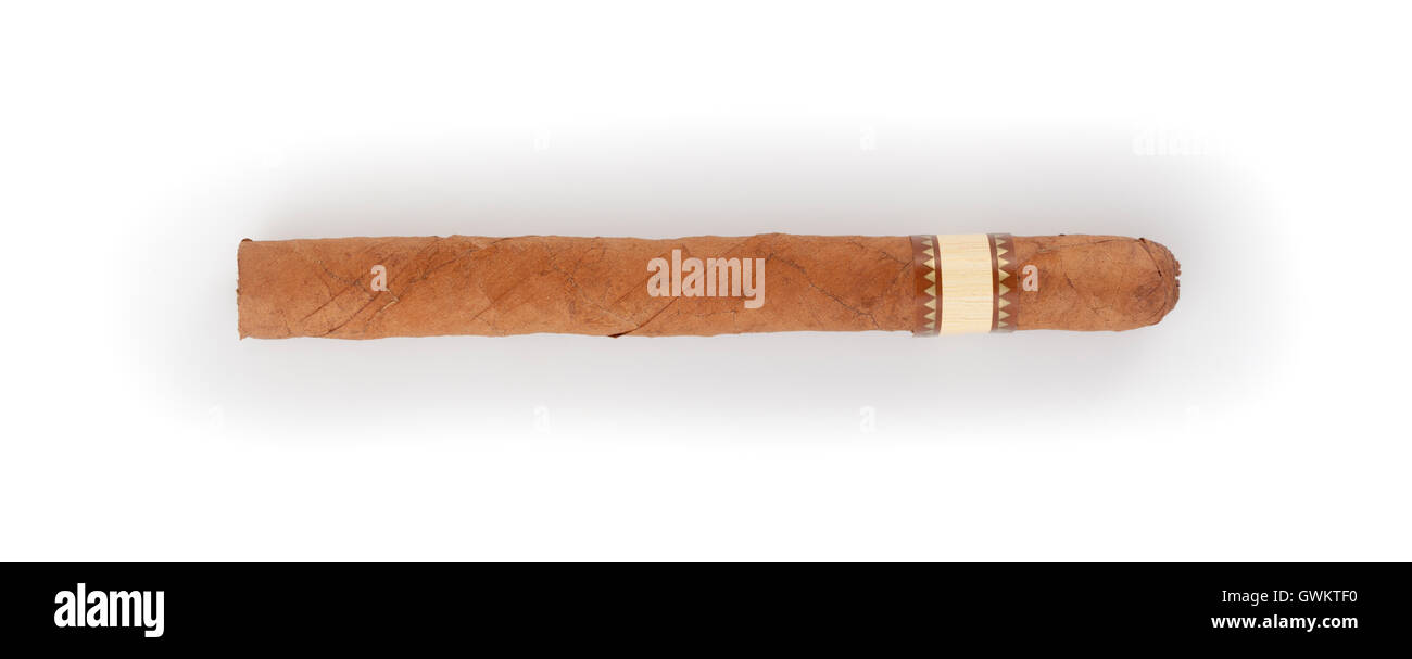 cigar with blank label isolated on a white background Stock Photo - Alamy