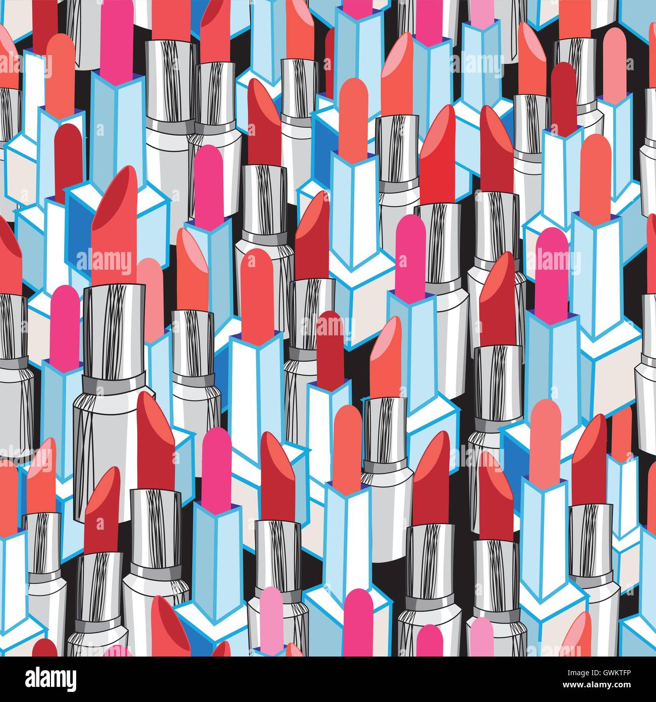Seamless graphic pattern graphic colorful lipstick on a dark background ...
