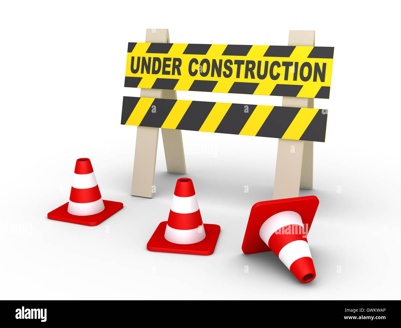 Under construction sign and cones Stock Photo - Alamy