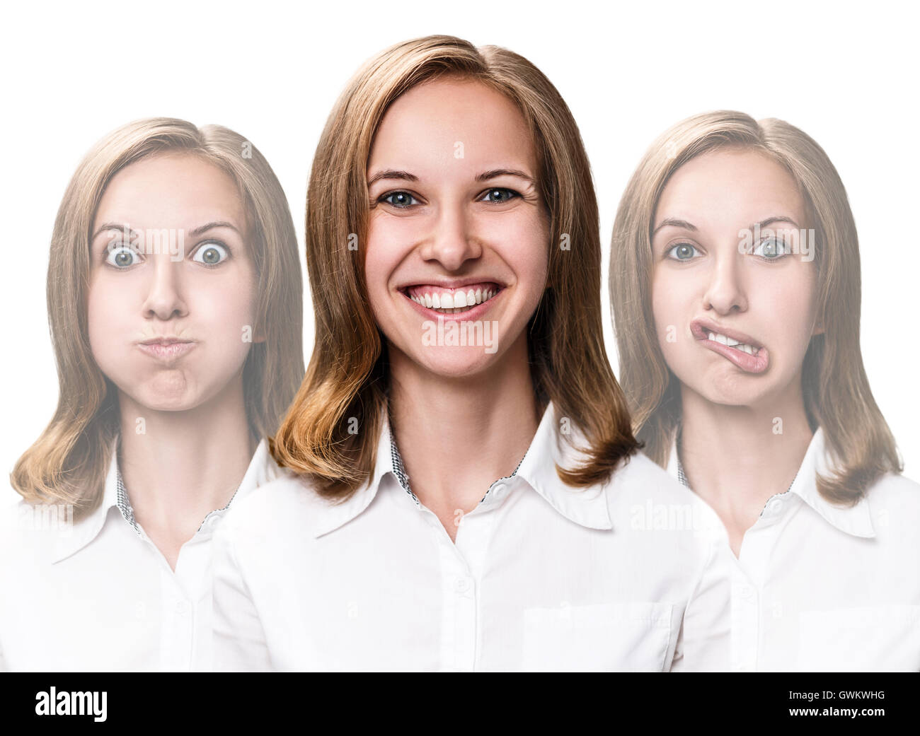 Young girl makes silly faces hi-res stock photography and images - Alamy