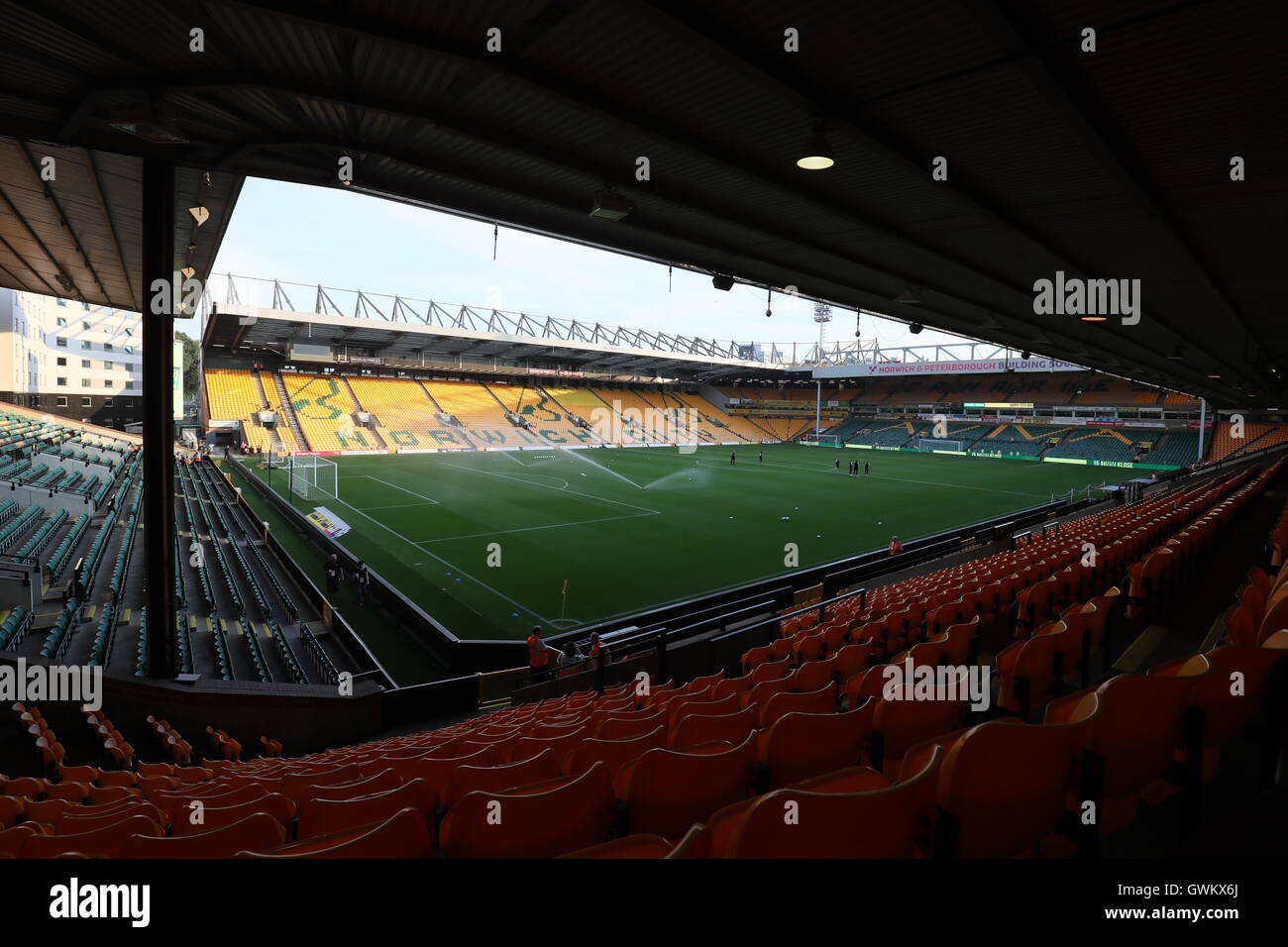 A general view inside Carrow Road Norwich before kick off of the Sky ...