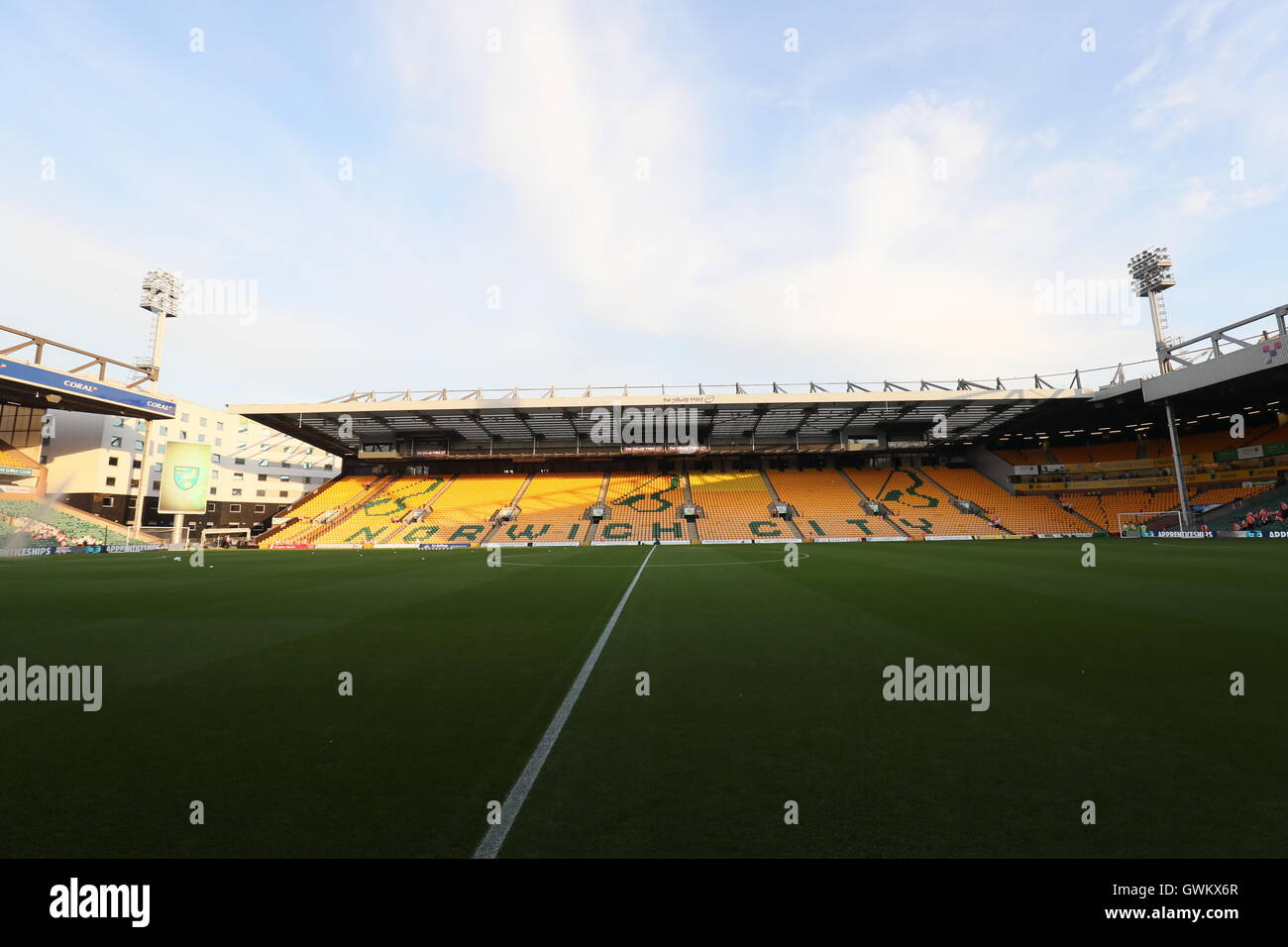 A general view inside Carrow Road Norwich before kick off of the Sky ...