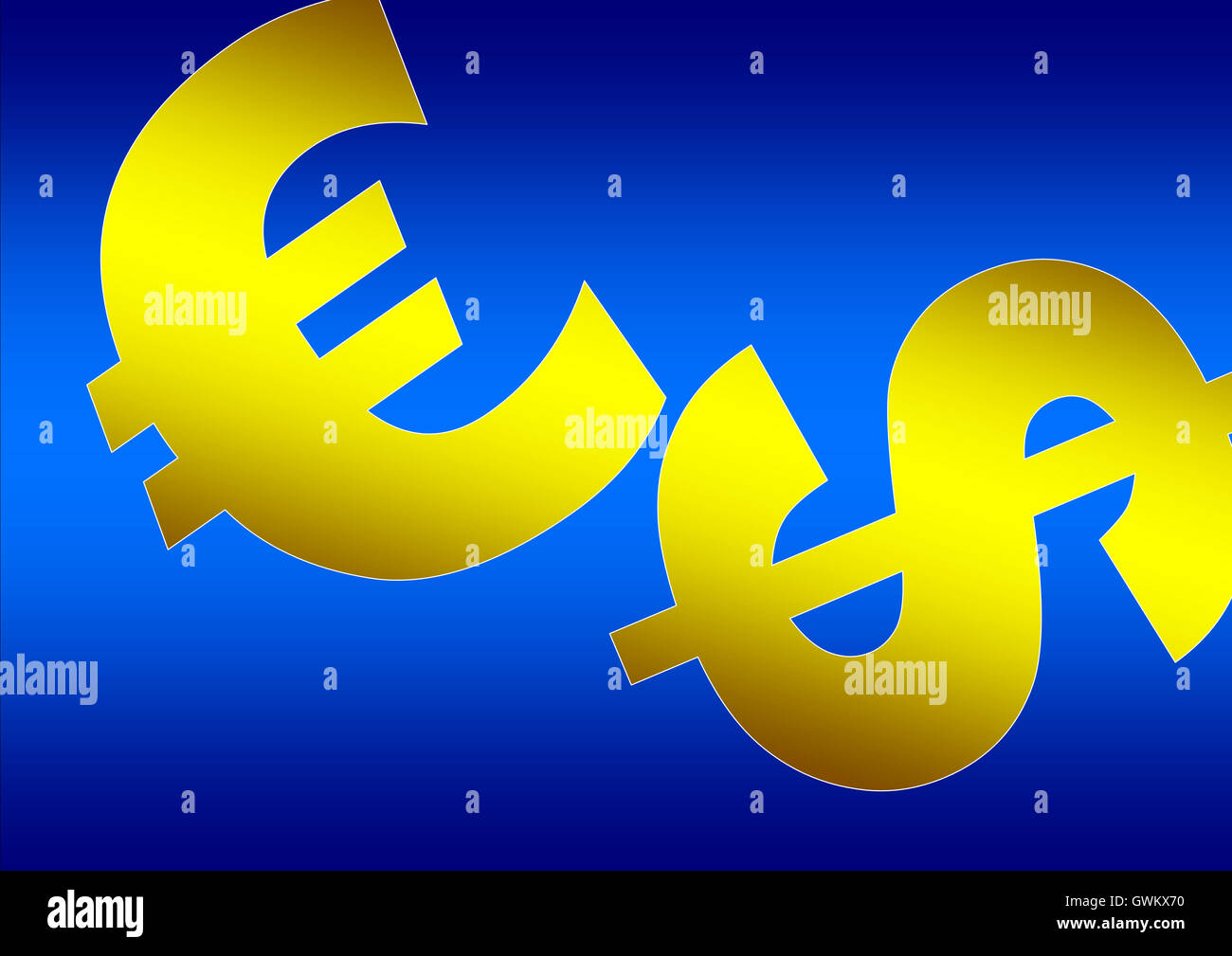 Euro, Dollar, yellow, signs, blue, background Stock Photo - Alamy