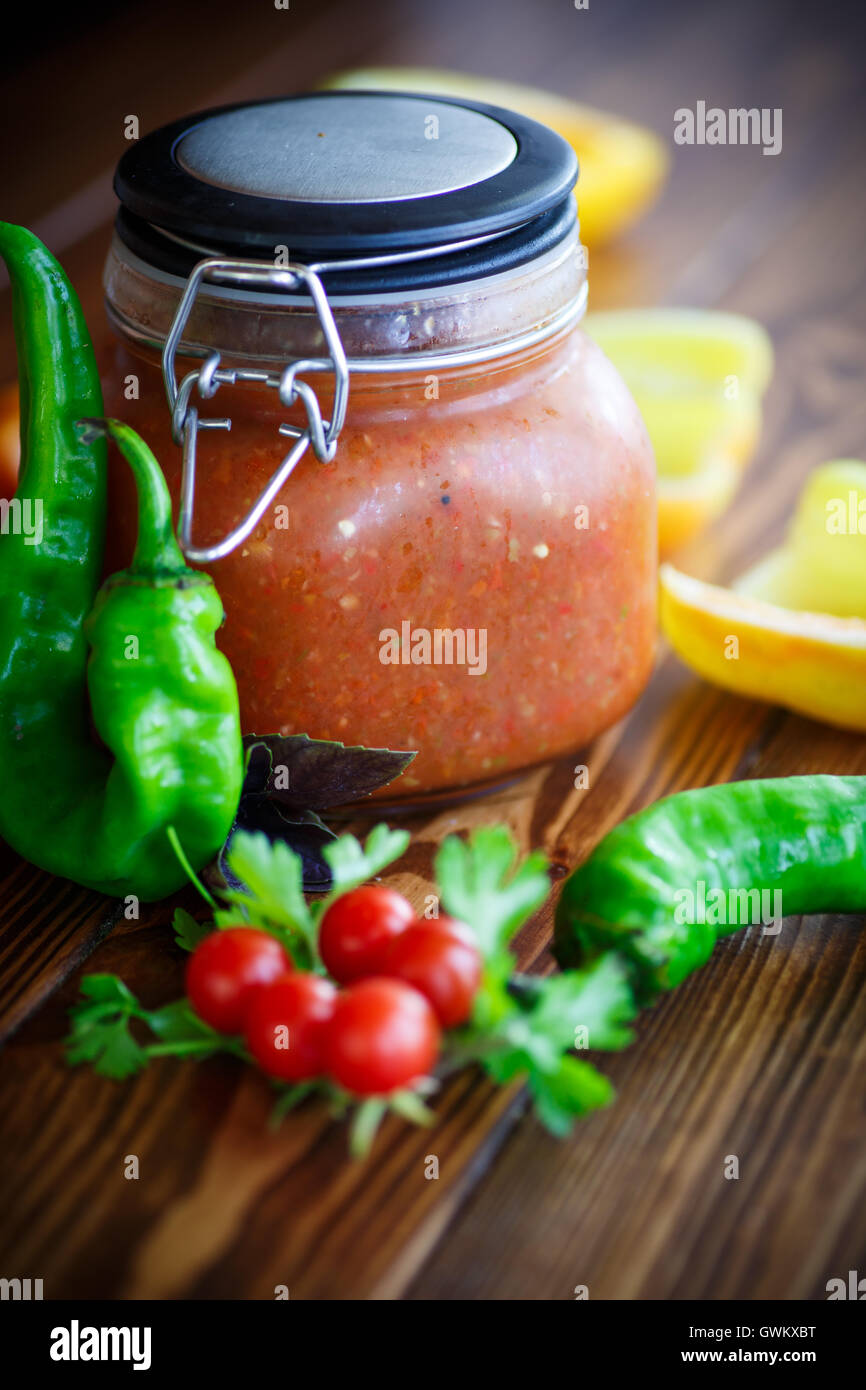 Adjika sauces from fresh vegetables Stock Photo - Alamy