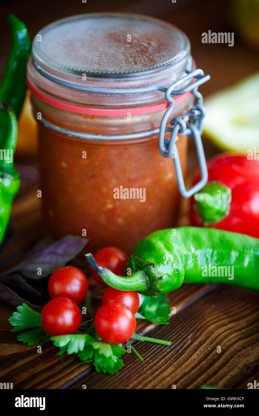 Adjika sauces from fresh vegetables Stock Photo - Alamy