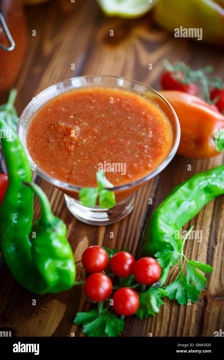 Adjika sauces from fresh vegetables Stock Photo - Alamy