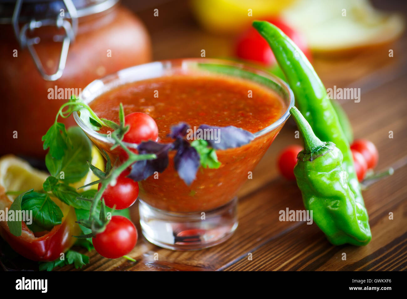 Adjika sauces from fresh vegetables Stock Photo - Alamy
