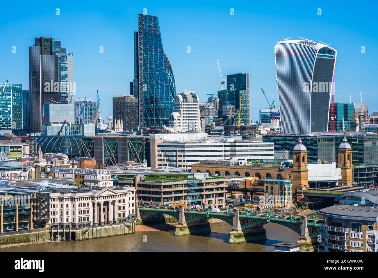 LONDON UK - SEPTEMBER 11, 2016: Panoramic view of London with iconic ...
