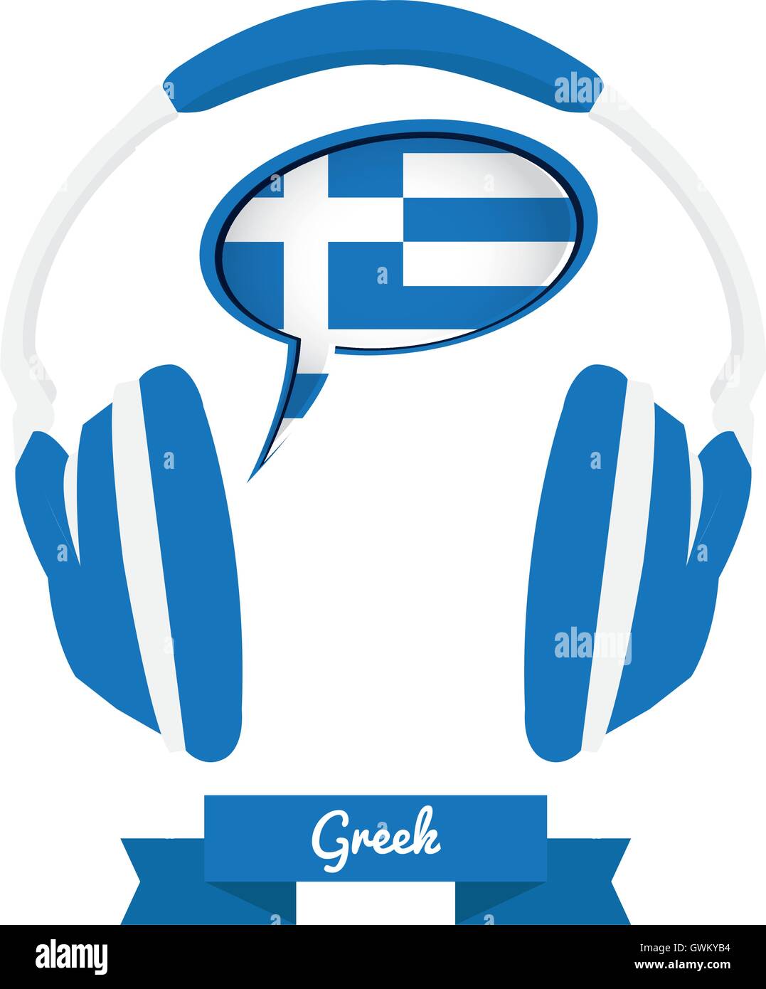 Learn greek graphic design, Isolated headphones, Vector illustration ...