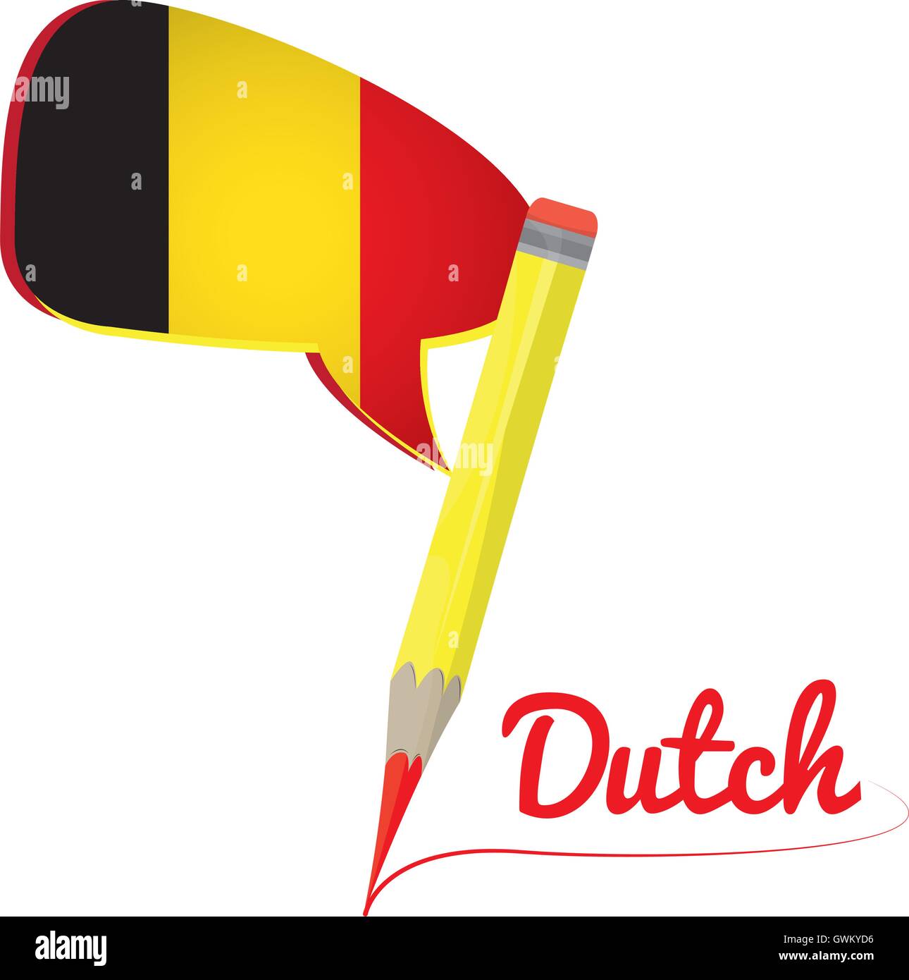 Learn Dutch graphic design, Isolated pencil, Vector illustration Stock ...
