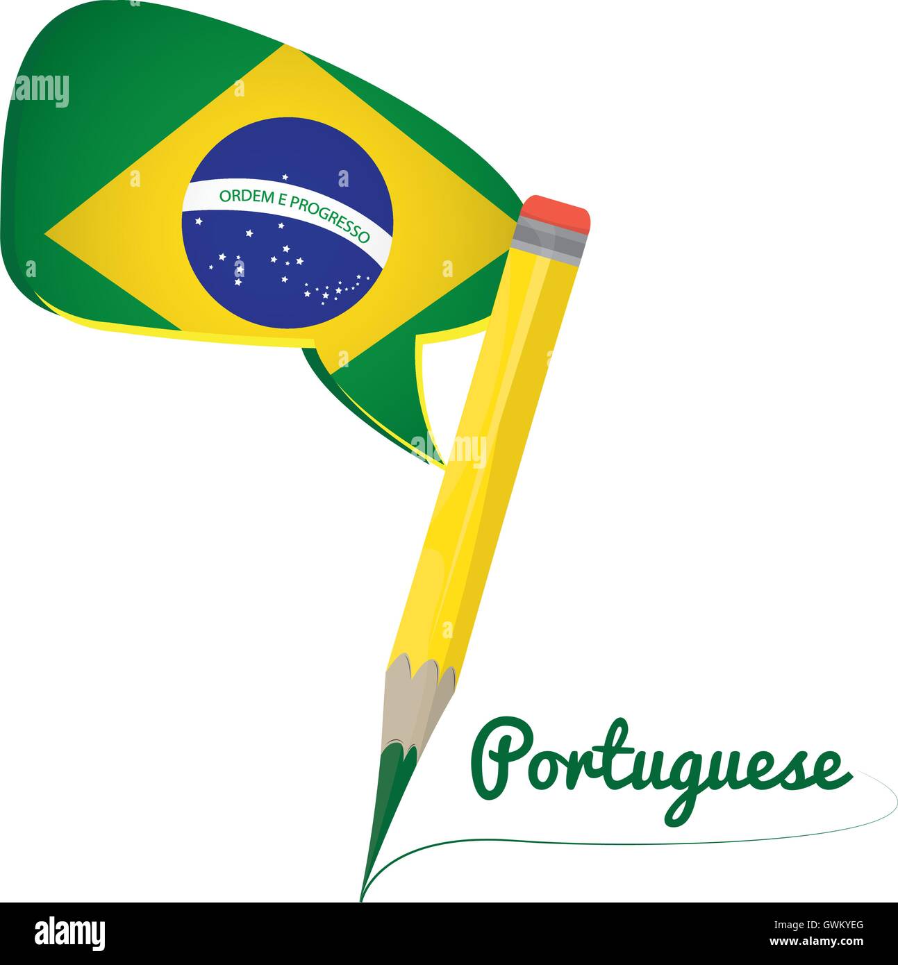 Learn portuguese graphic design, Isolated pencil, Vector illustration ...