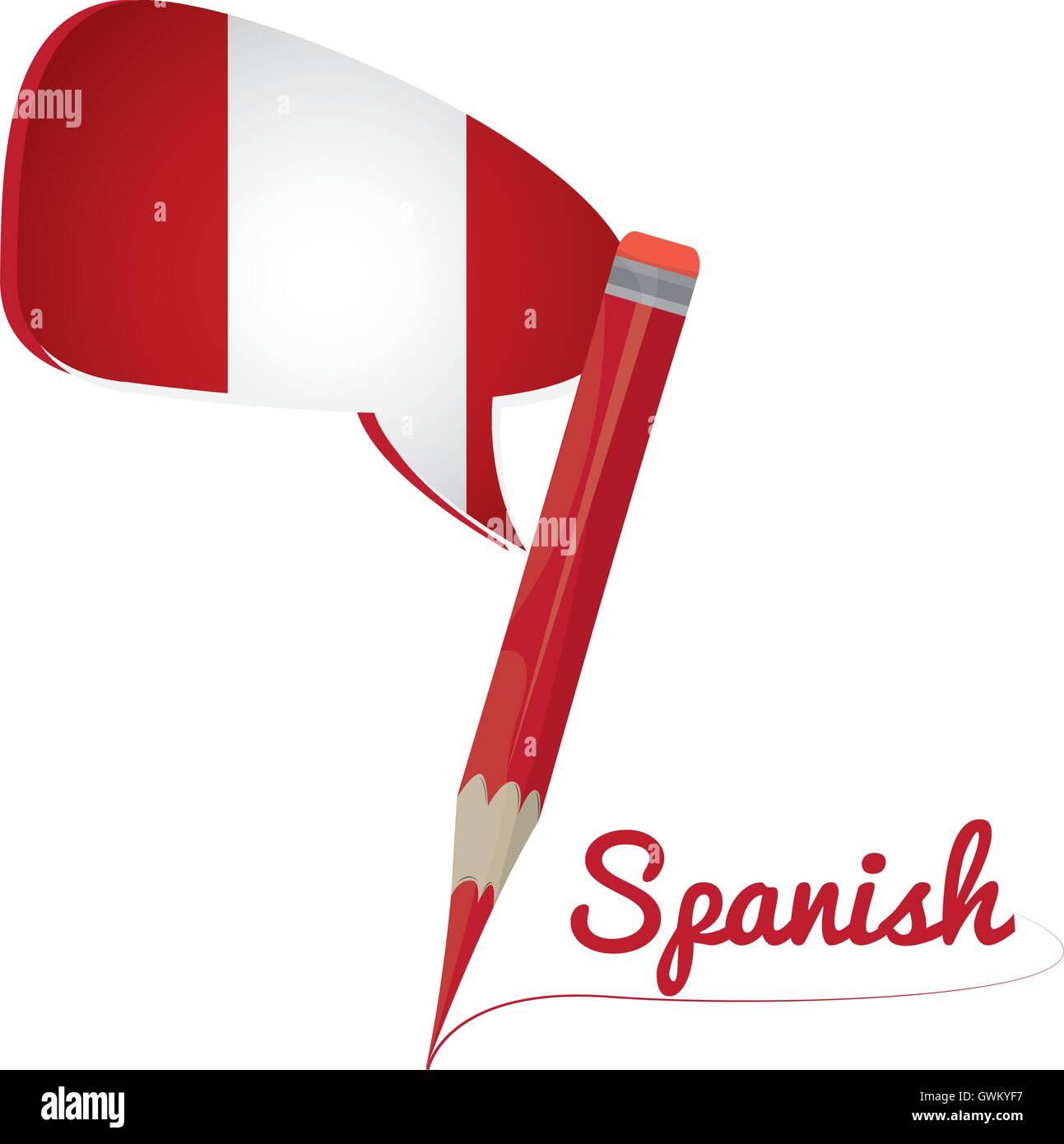 Learn spanish graphic design, Isolated pencil, Vector illustration ...