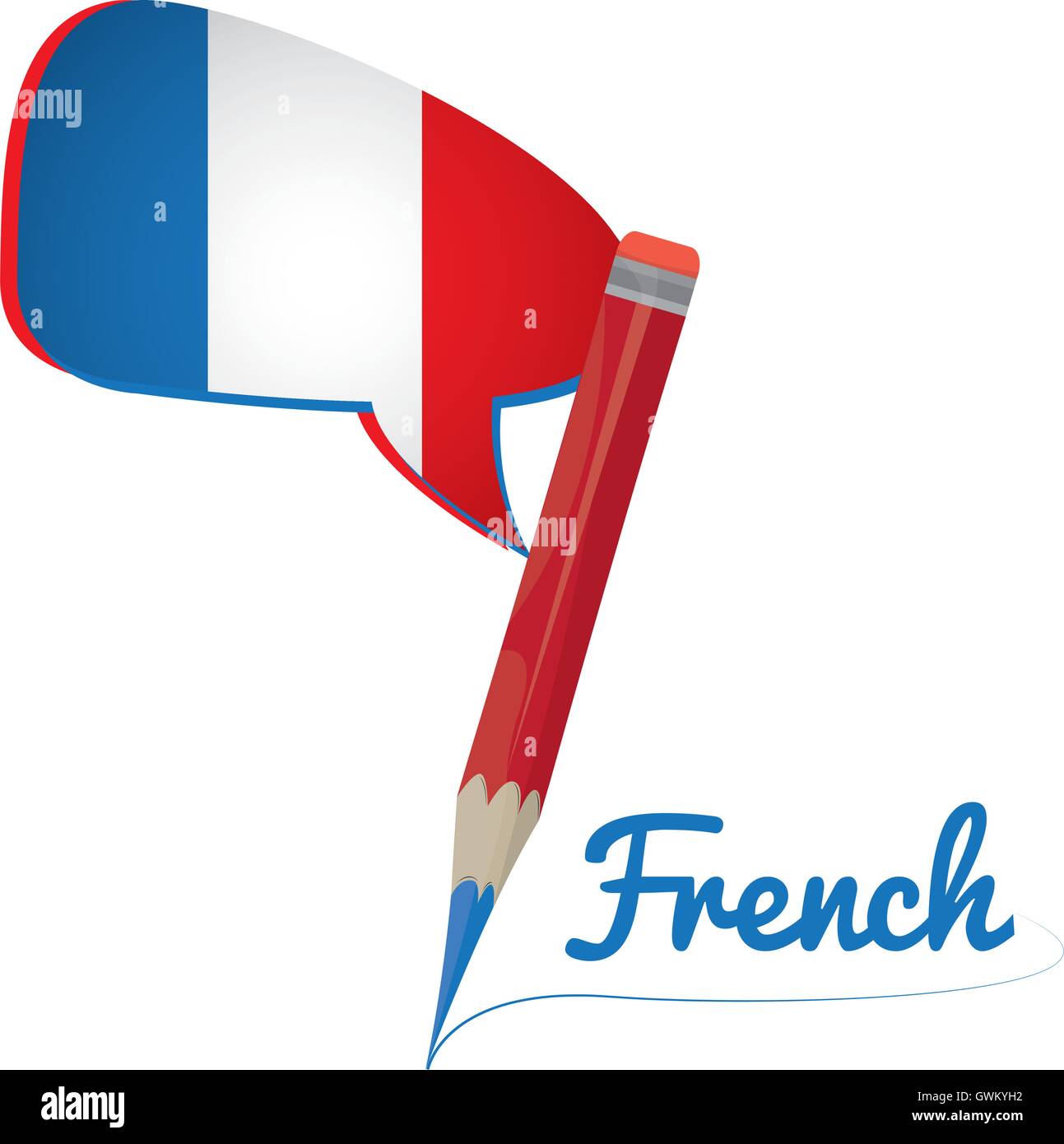 Learn french graphic design, Isolated pencil, Vector illustration Stock ...